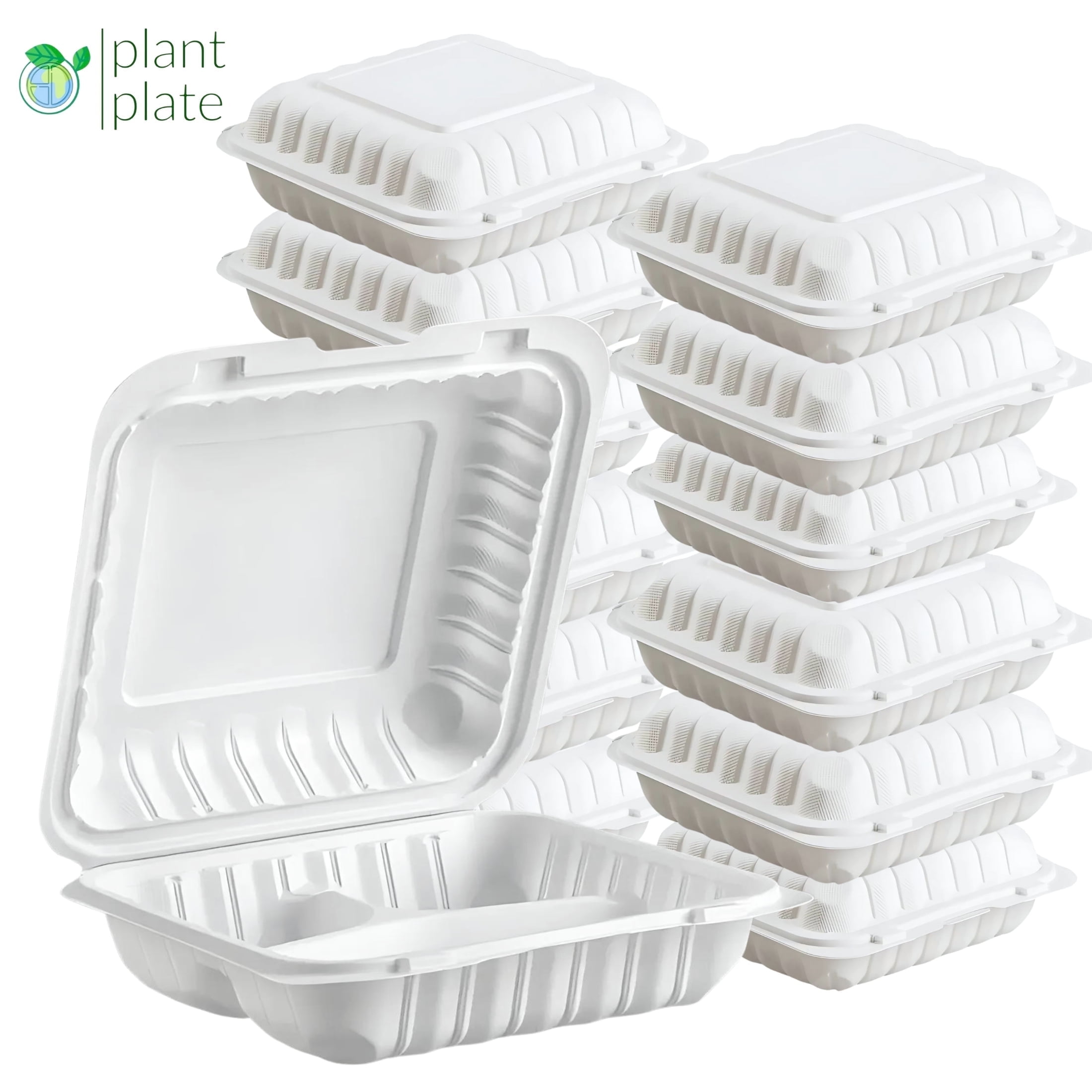 Plant Plate 9 x 9 3-Compartment Take-Out Container, Clamshell, 150 ...