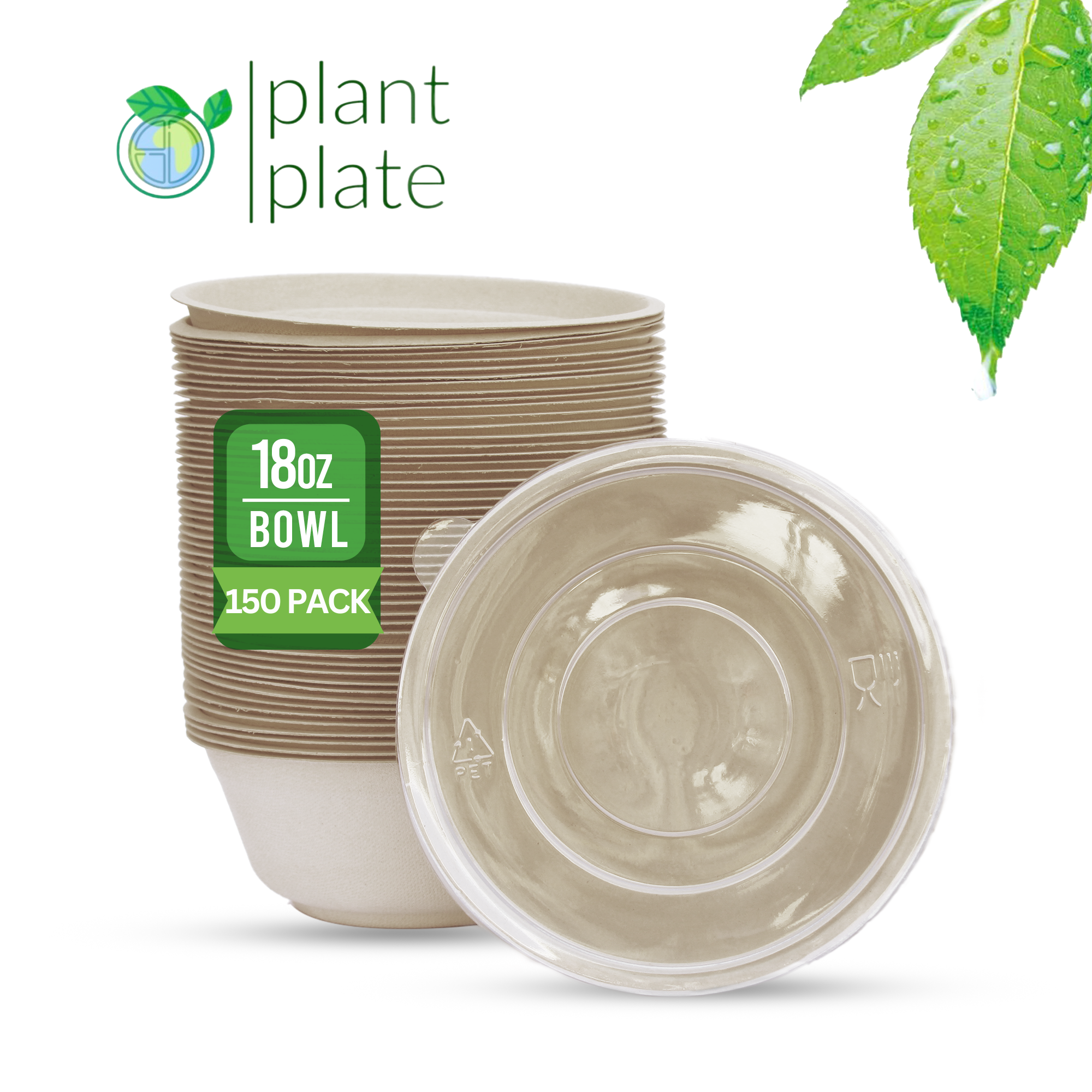 Plant Plates 18oz Disposable heavy Duty Bowl 150 Pack, Made with ...