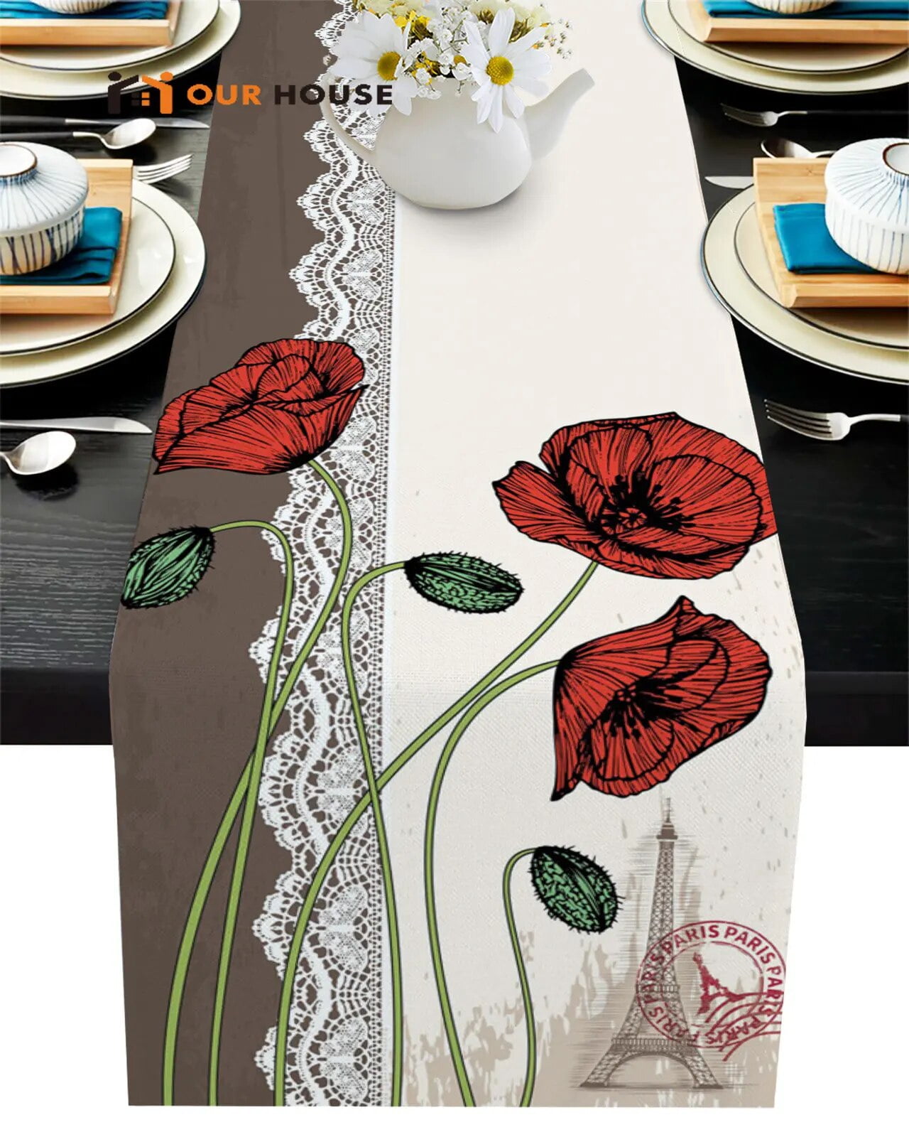 Plant Poppies Love Letters Festival Table Runners Wedding Party Decor ...