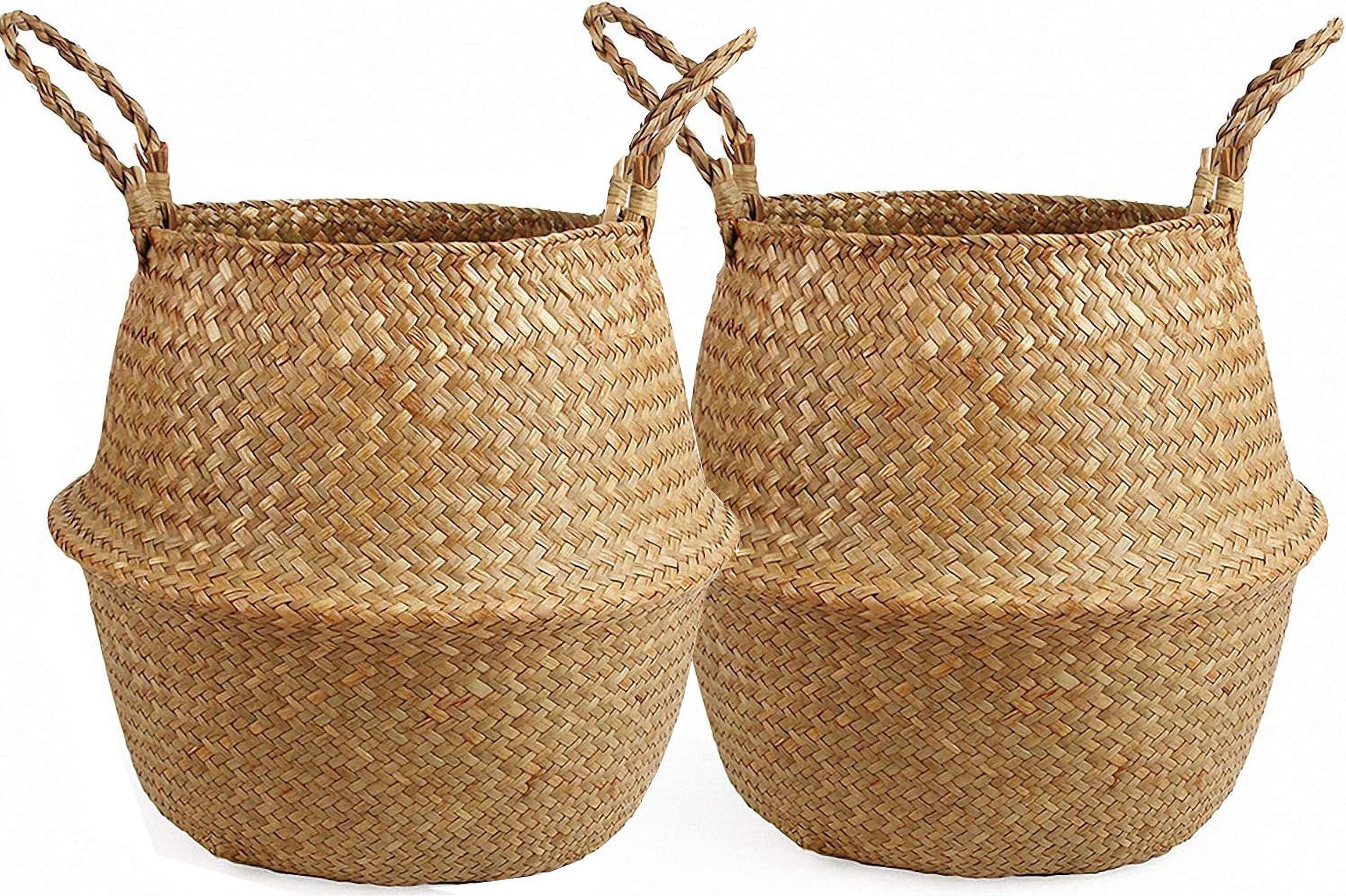Plant Pot with Handles,Seagrass Basket for Storage,Woven Laundry ...
