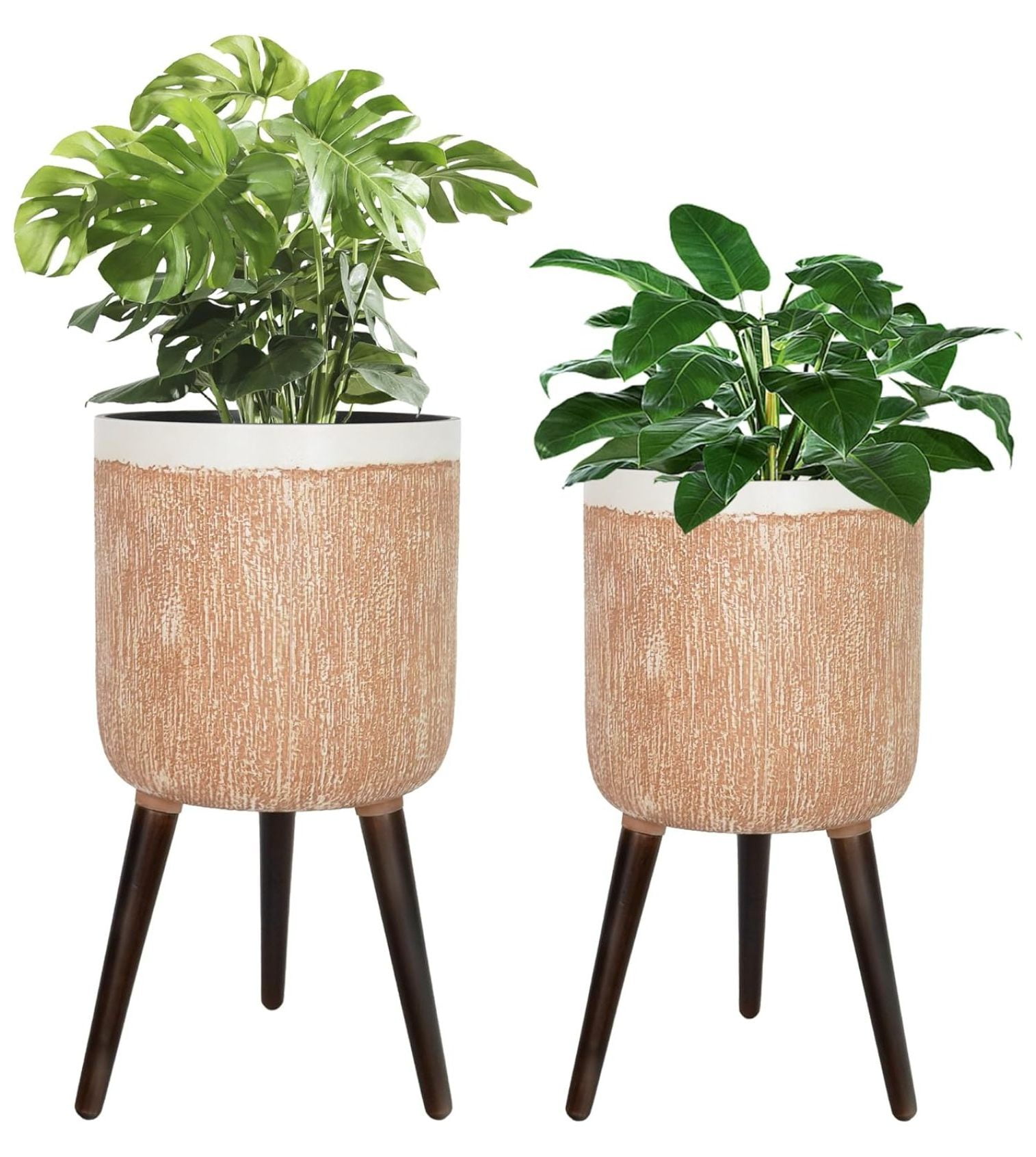 Plant Pot with Legs Modern Flower Pots with Wood Stand Large Century ...