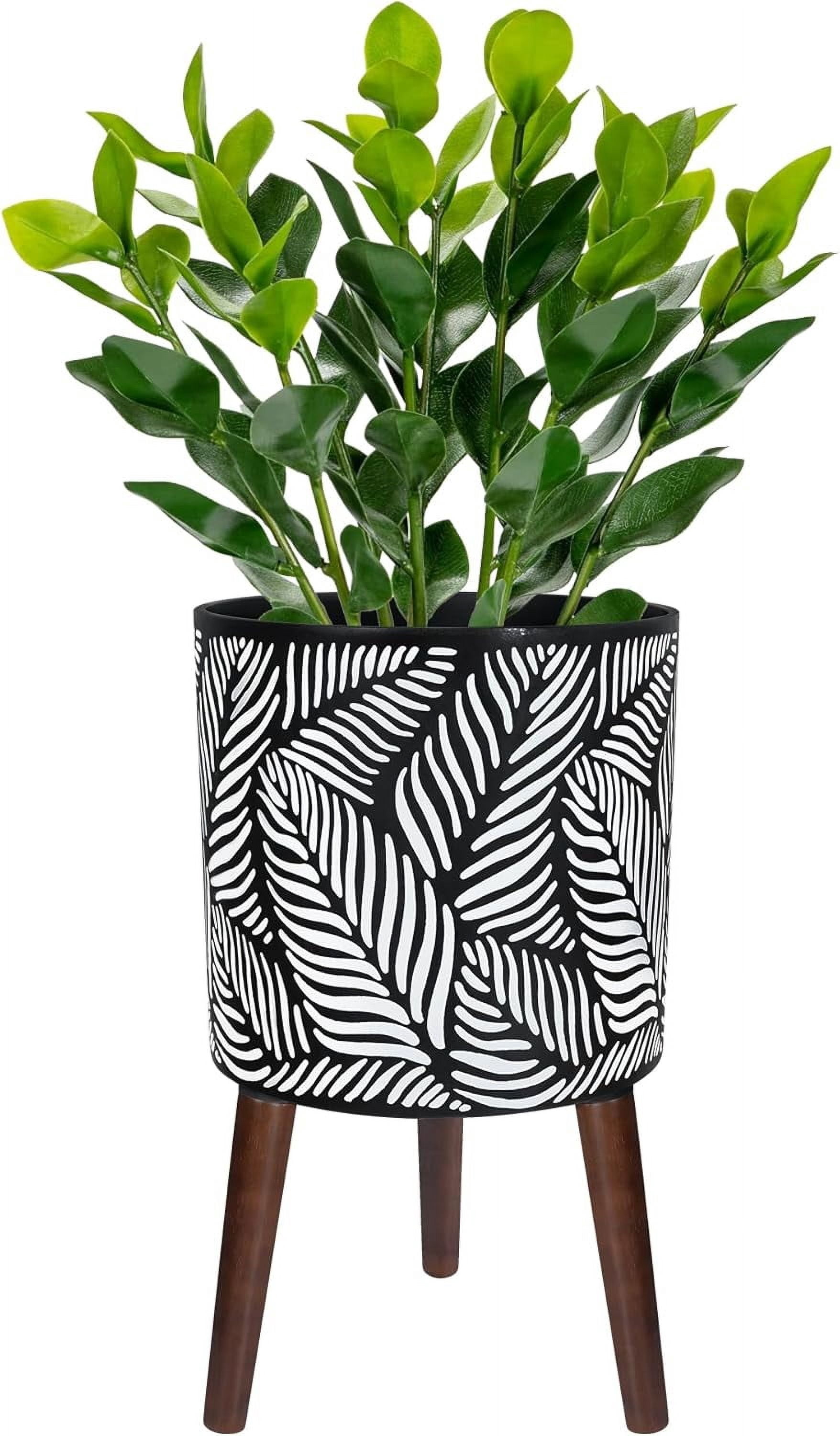 Plant Pot with Wood Legs, Modern Mid Century Tall Planter, Large ...