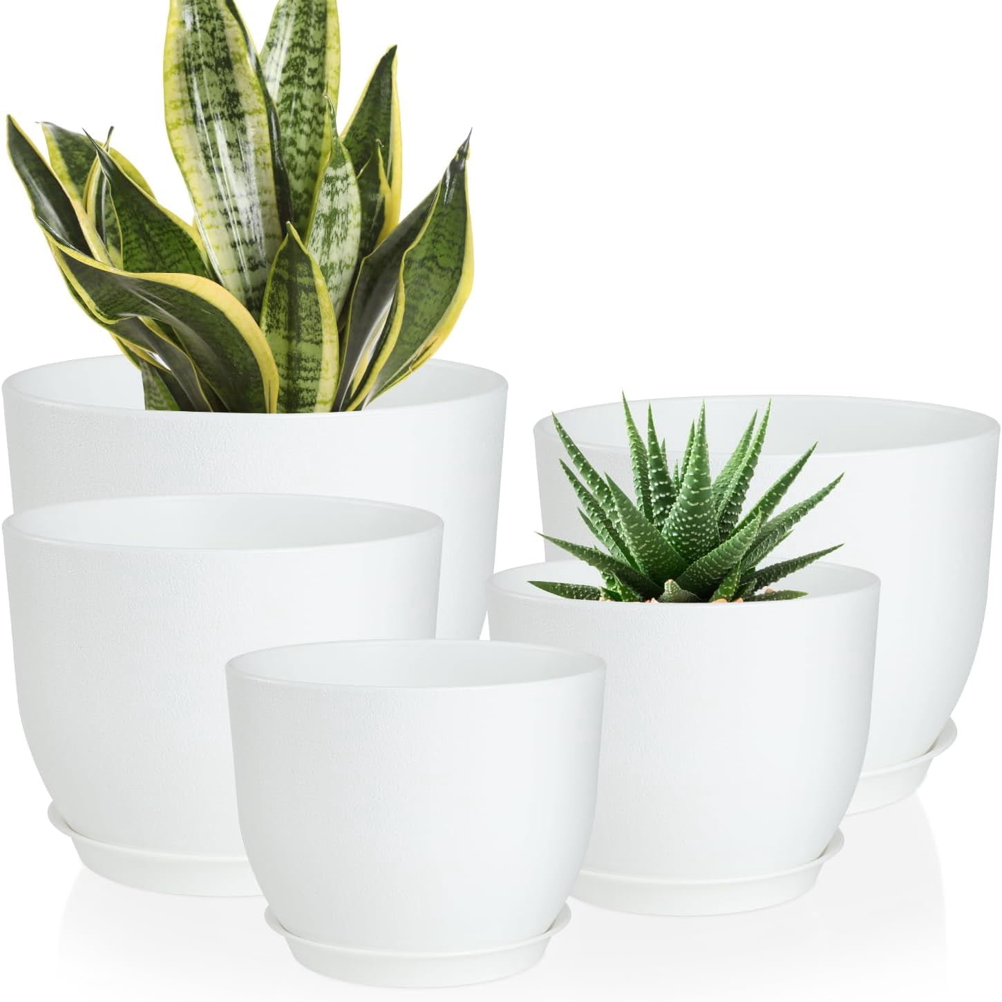 Plant Pots 10/9/8/7.5/7 inch Flower Pots with Multi Mesh Drainage Holes ...