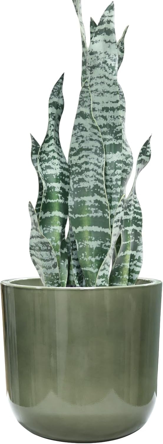 Plant Pots 11" Tall Round Plastic Planters, Large Flower Pot with ...