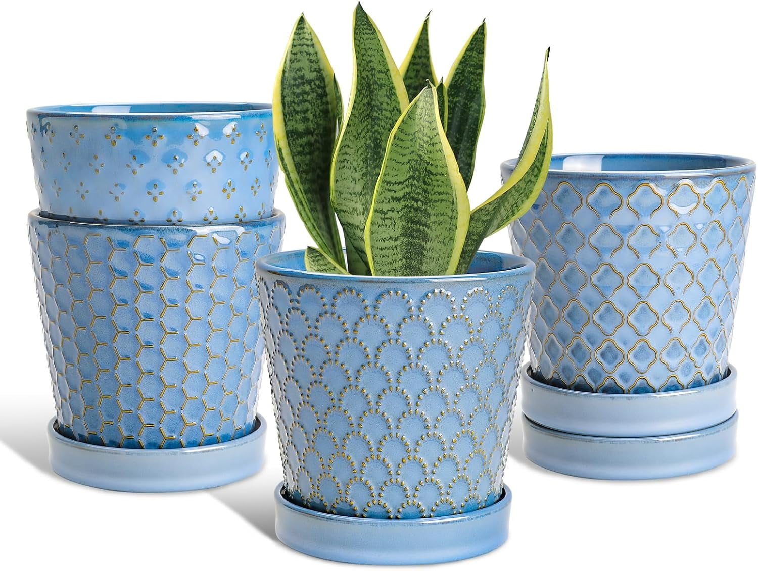 Plant Pots, 5 Inch Pots for Indoor Plants, Planters with Drainage Hole ...