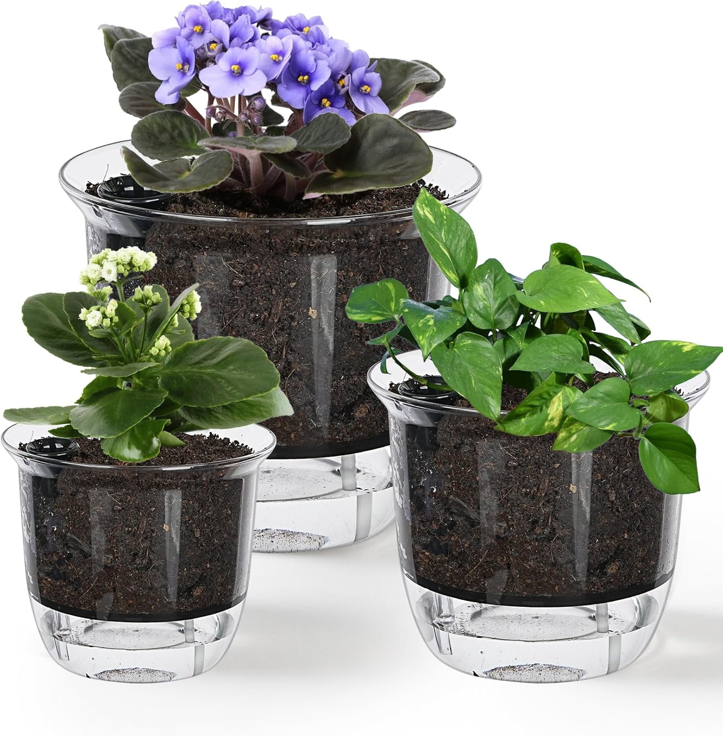 Plant Pots 6/5/4 inch Set of 3, Self Watering Pots for Indoor Outdoor ...
