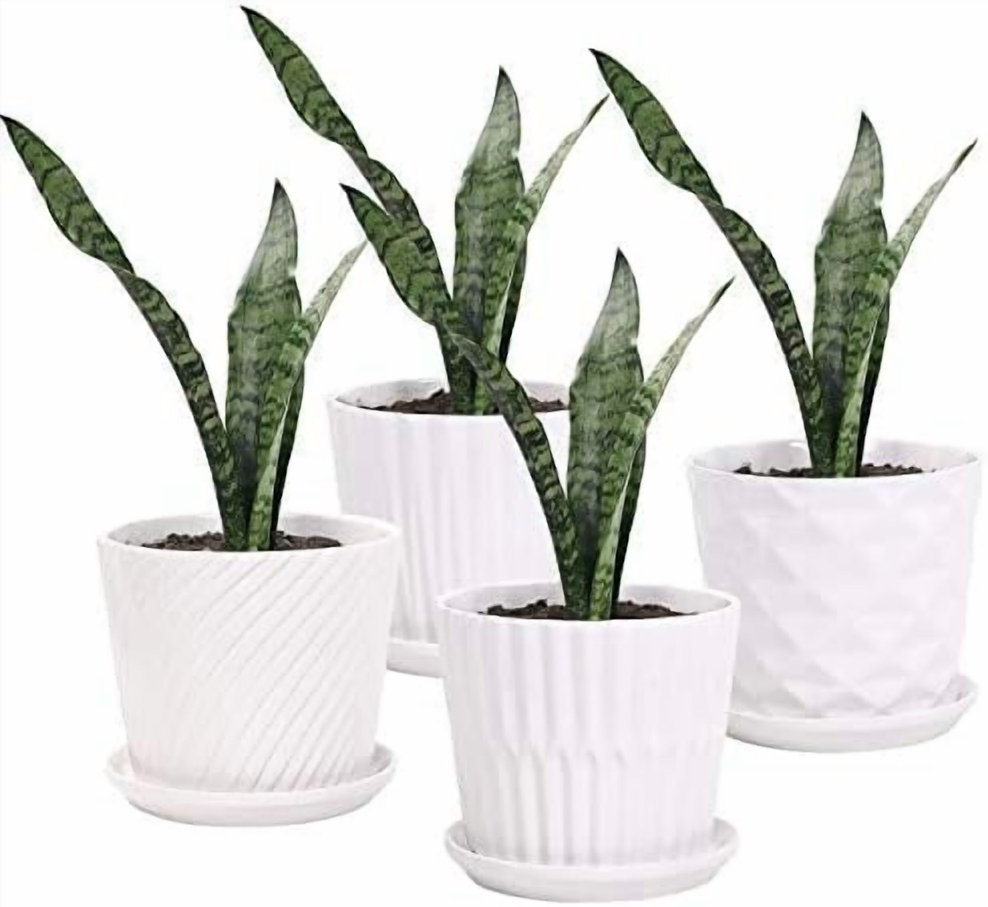Plant Pots - 6.7 Inch Cylinder Ceramic Planters with Connected Saucer ...