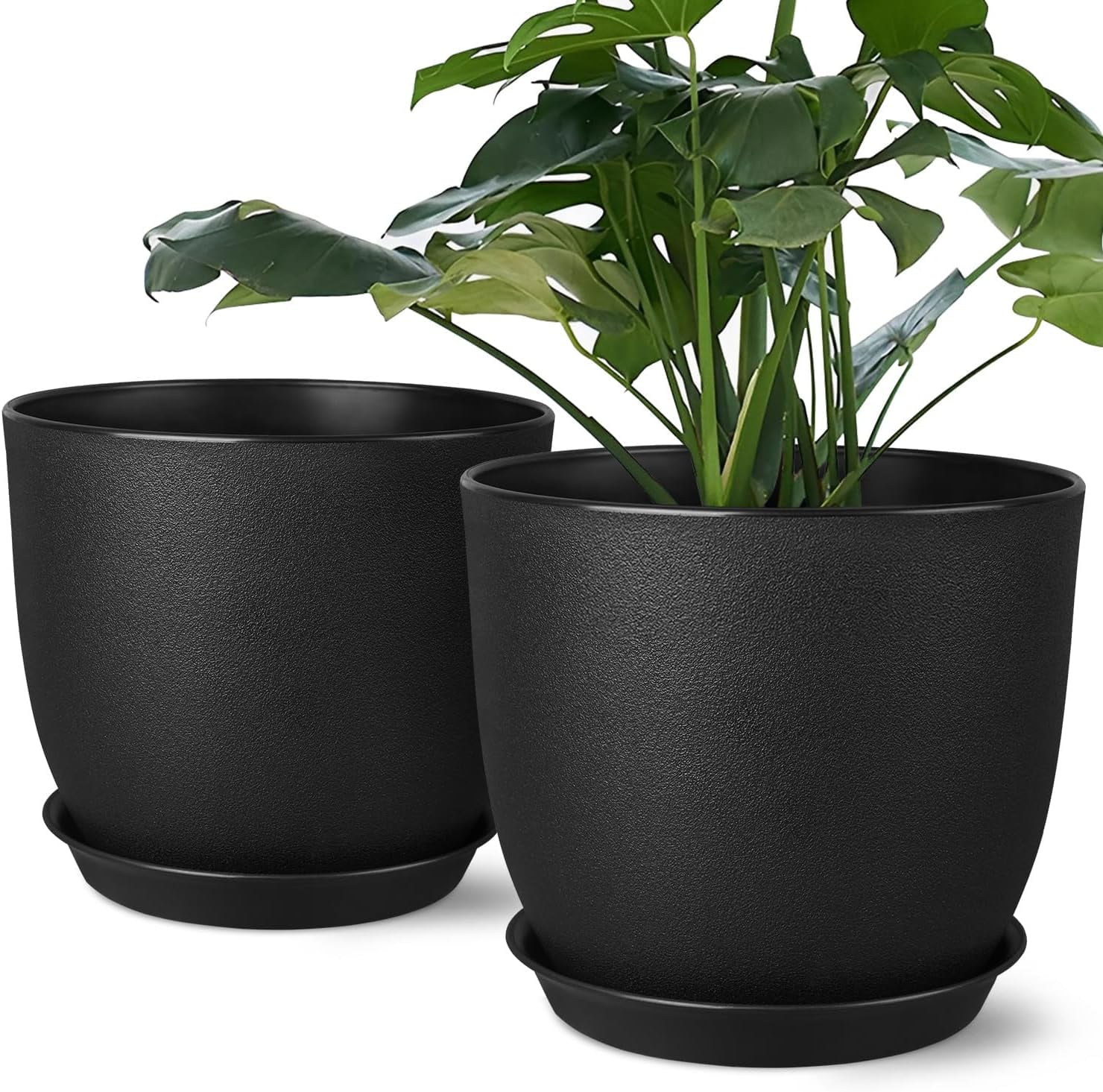 Plant Pots 8 Inch Set of 2, Flower Pots with Multi Mesh Drainage Holes ...