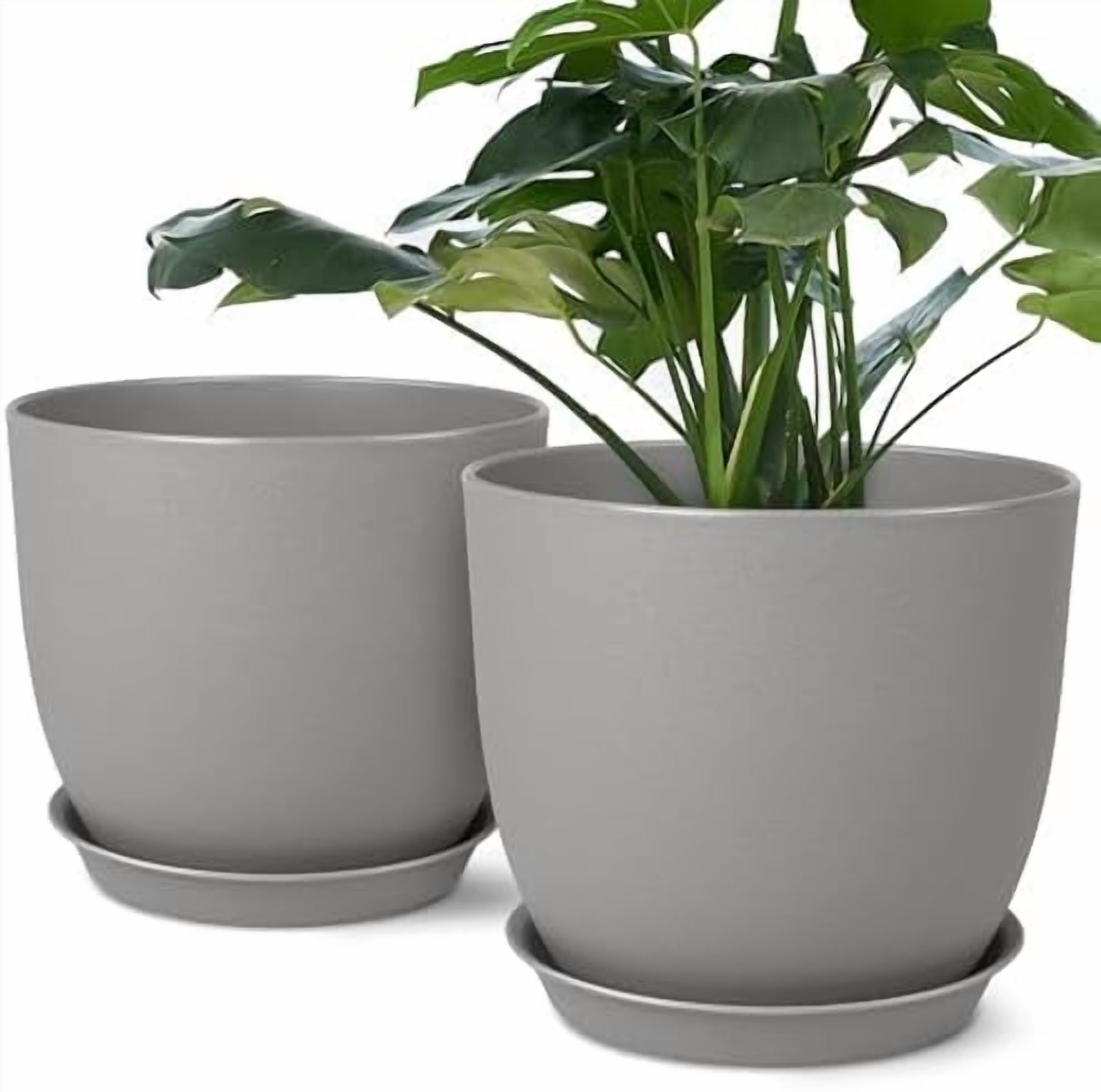 Plant Pots 8 Inch Set of 2, Flower Pots with Multi Mesh Drainage Holes ...