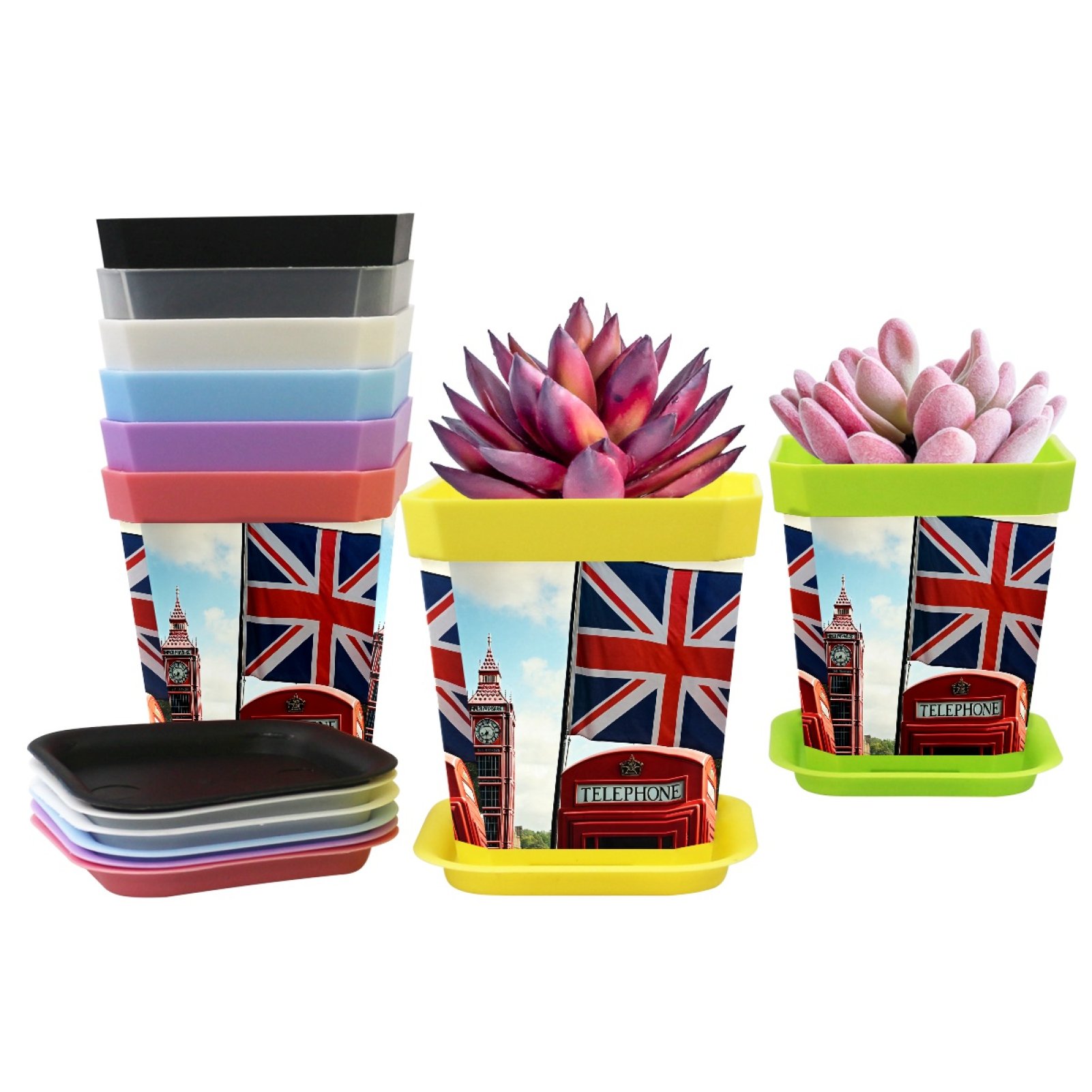 Plant Pots, 8 Pack Plastic Planters Modern Flower Pot with Drainage ...