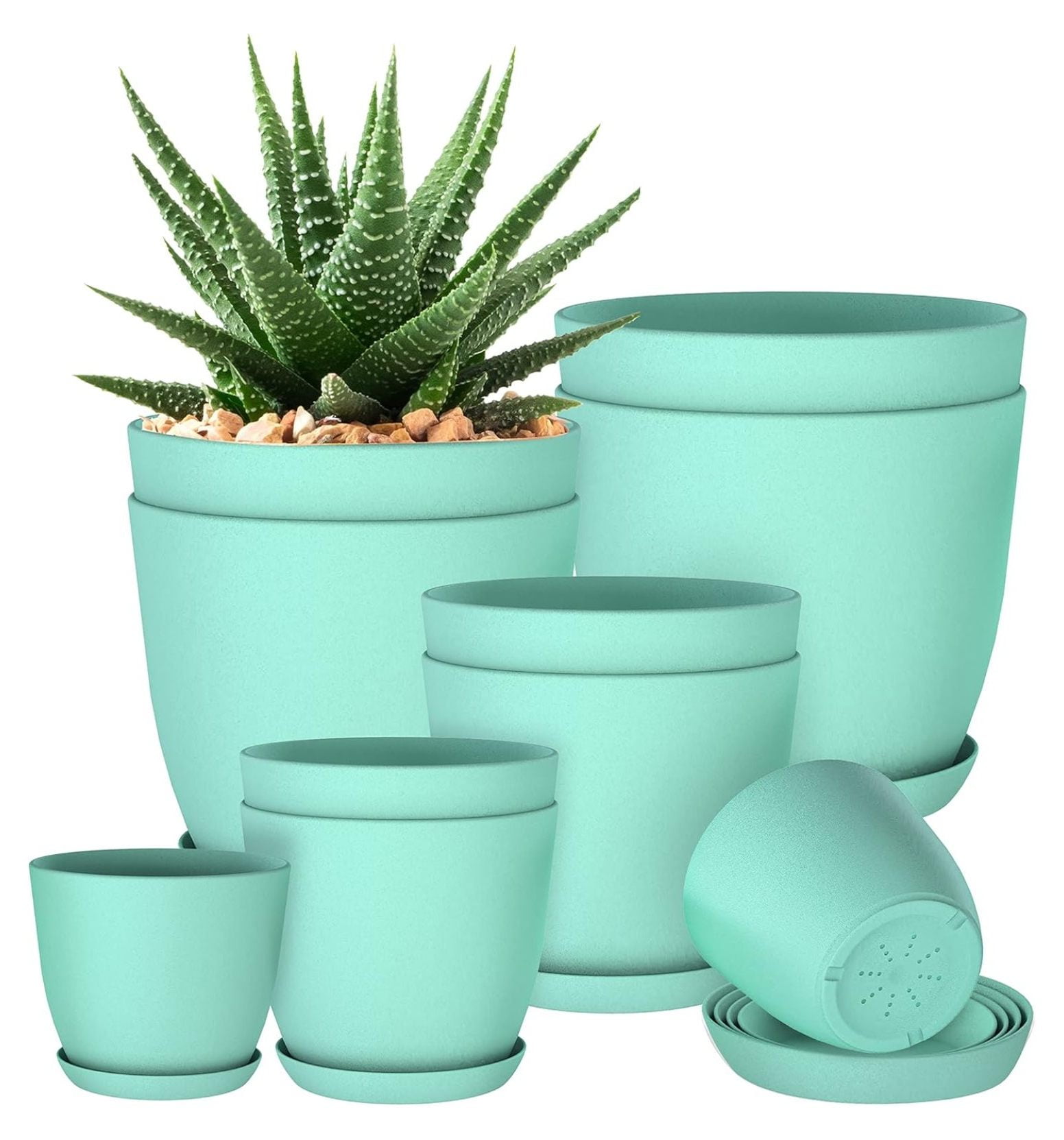 - Plant Pots with Drainage - 7/6.6/6/5.3/4.8 Inches Home Decor Flower ...