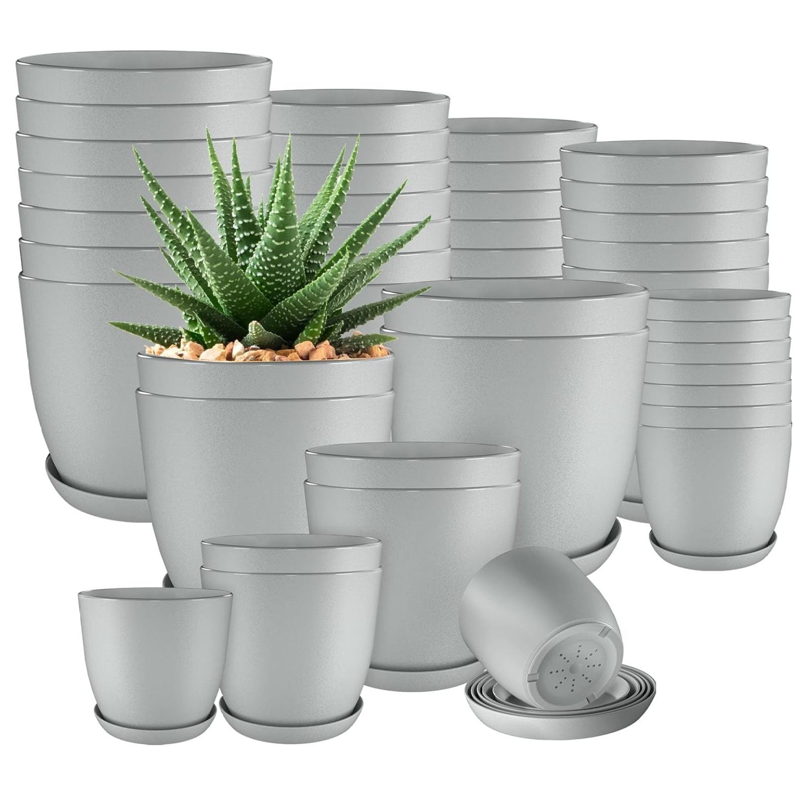 - Plant Pots with Drainage - 7/6.6/6/5.3/4.8 Inches Home Decor Flower ...