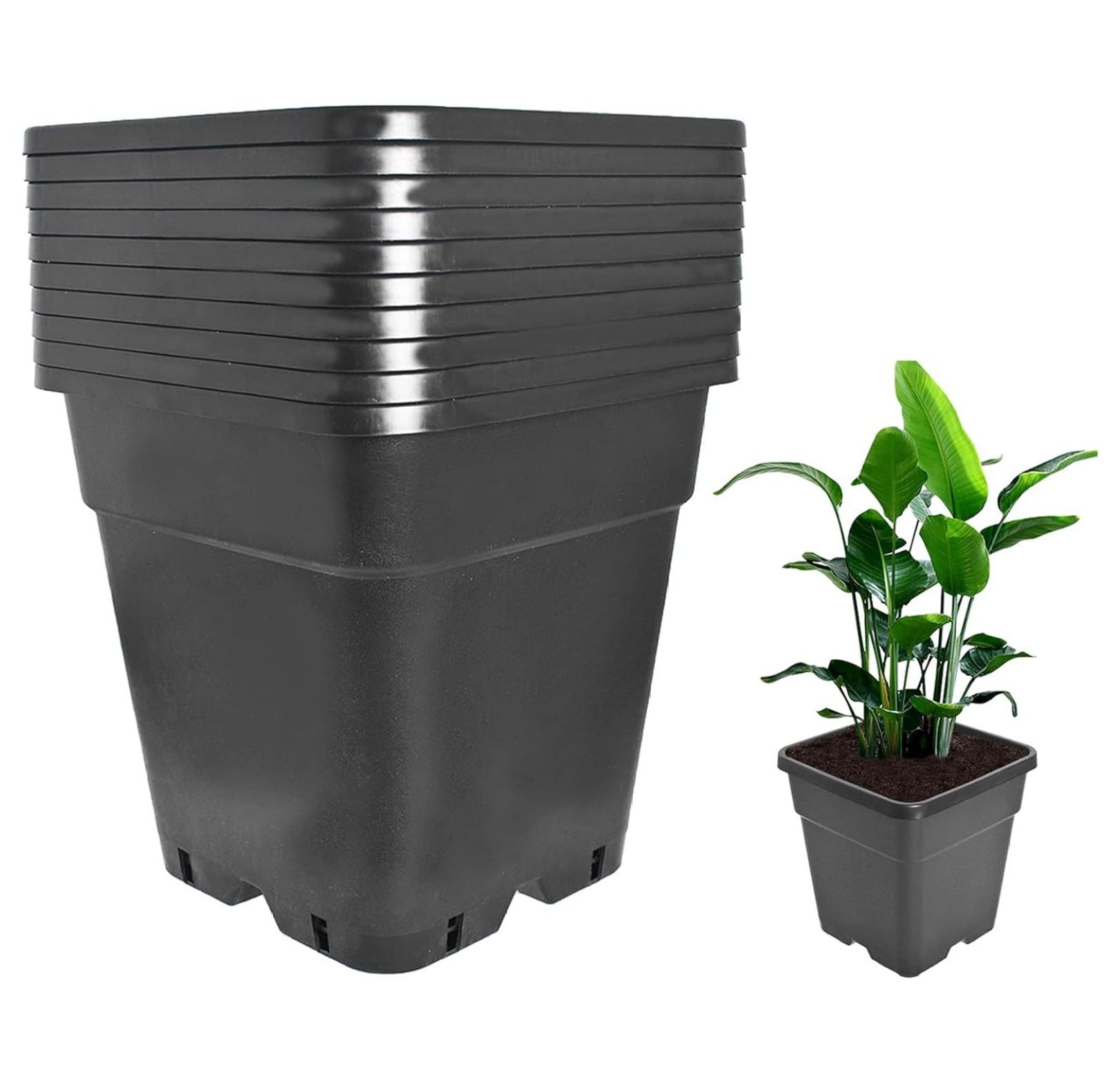 Plant Pots Flower Pot 10-Pack 1 Gallon Planter Nursery Pot Garden ...