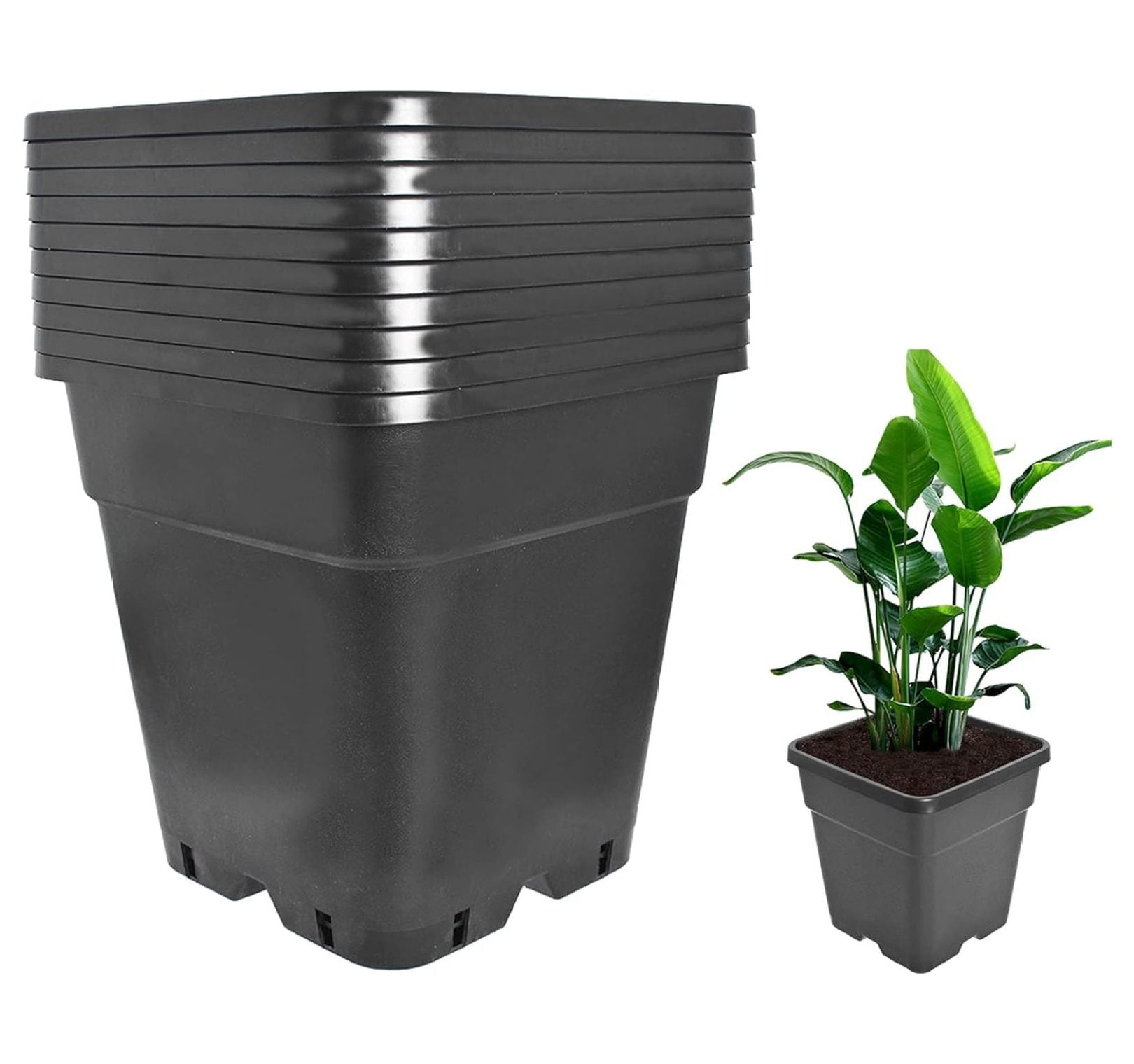 Plant Pots Flower Pot 10-Pack 3 Gallon Planter Nursery Pot Garden ...