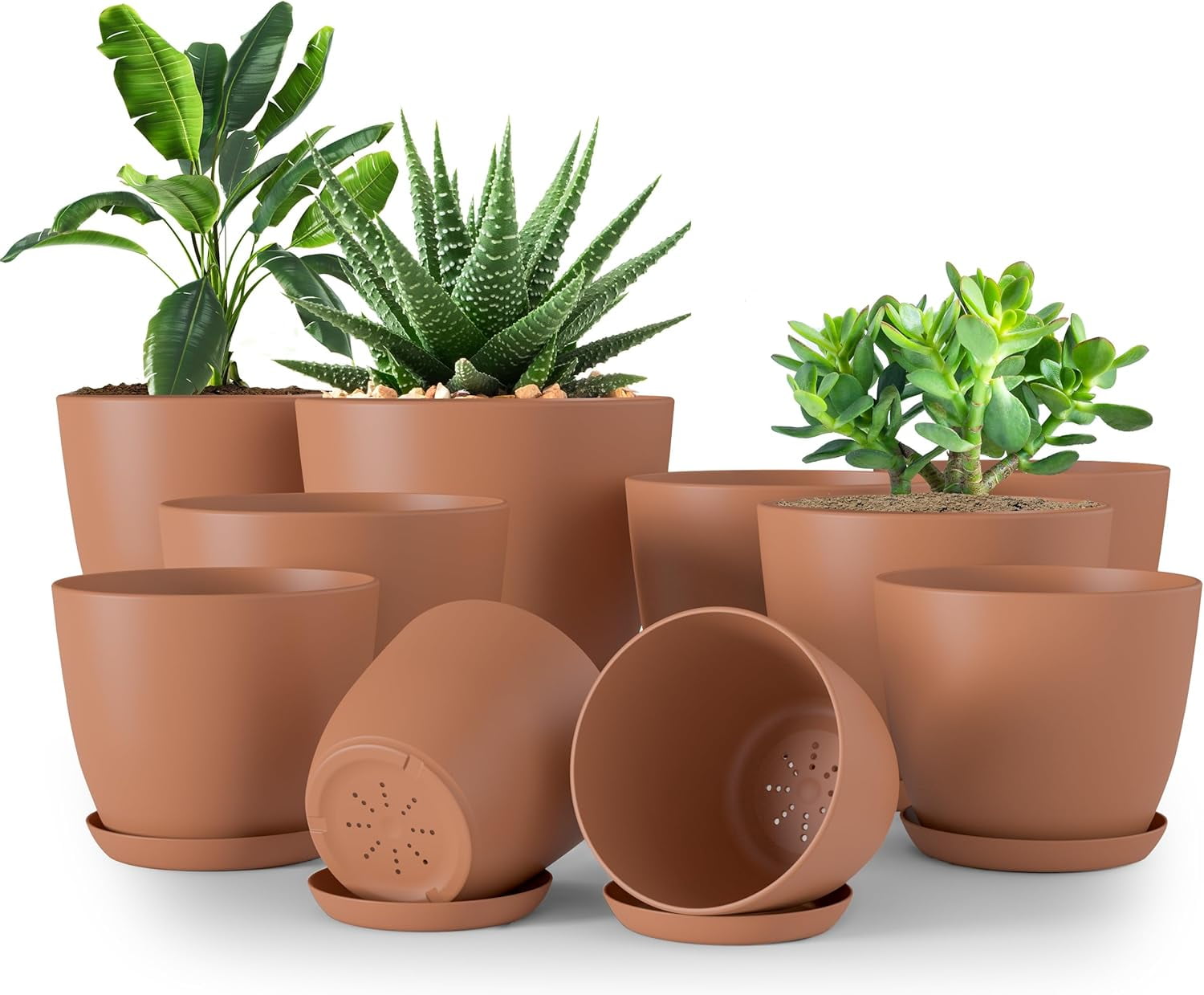 - Plant Pots Indoor with Drainage - 7/6.6/6/5.3/4.8 Inches Home Decor ...