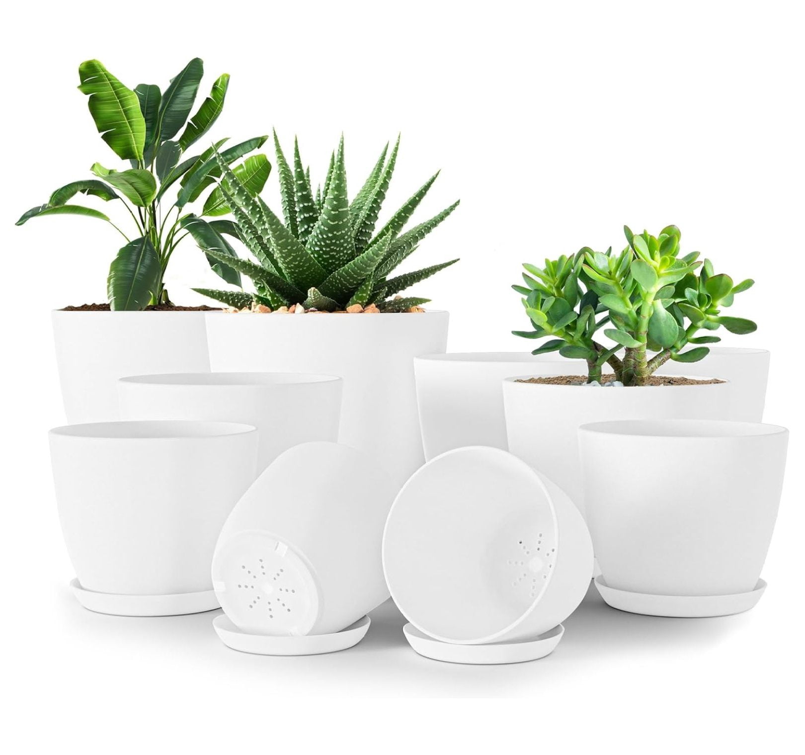 - Plant Pots Indoor with Drainage - 7/6.6/6/5.3/4.8 Inches Home Decor ...