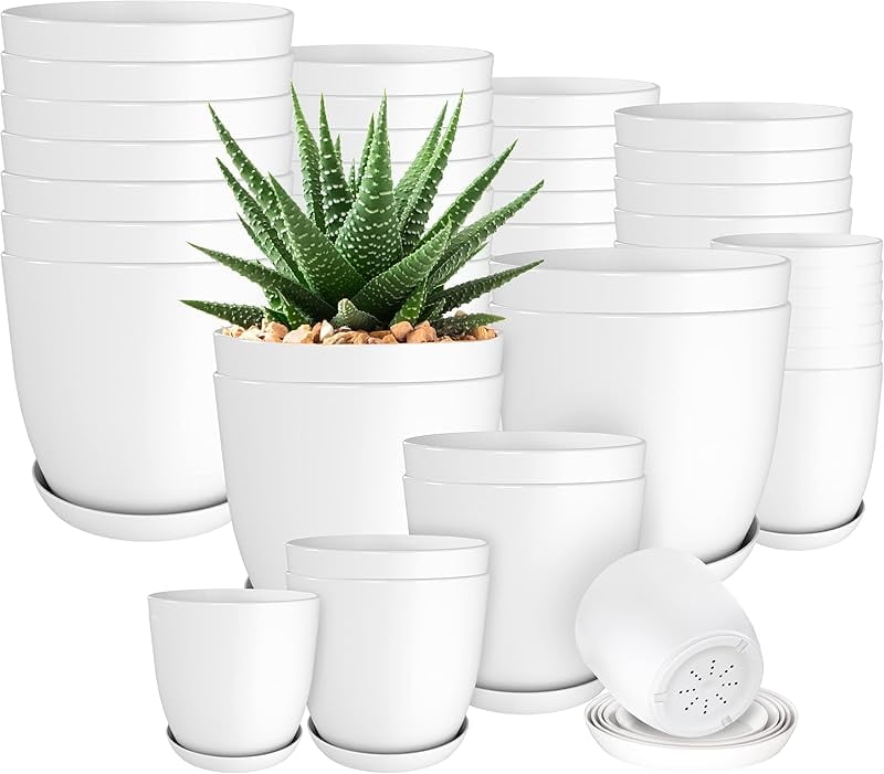 Plant Pots Indoor with Drainage - 7/6.6/6/5.3/4.8 Inches Home Decor ...