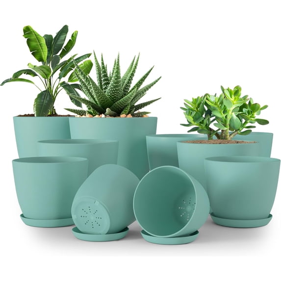 Plant Pots Indoor with Drainage - 7/6.6/6/5.3/4.8 Inches Home Decor ...