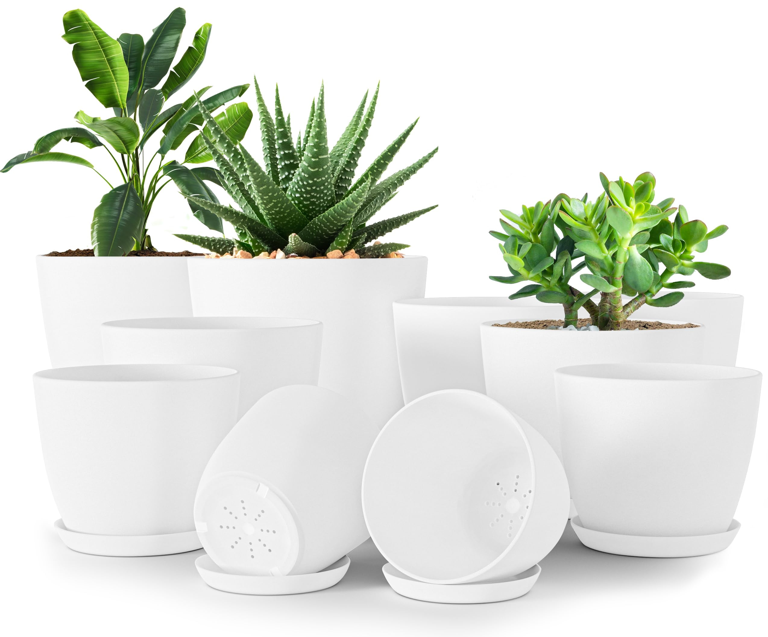 Plant Pots Indoor with Drainage-7/6.6/6/5.3/4.8 Inches Flower Pots for ...