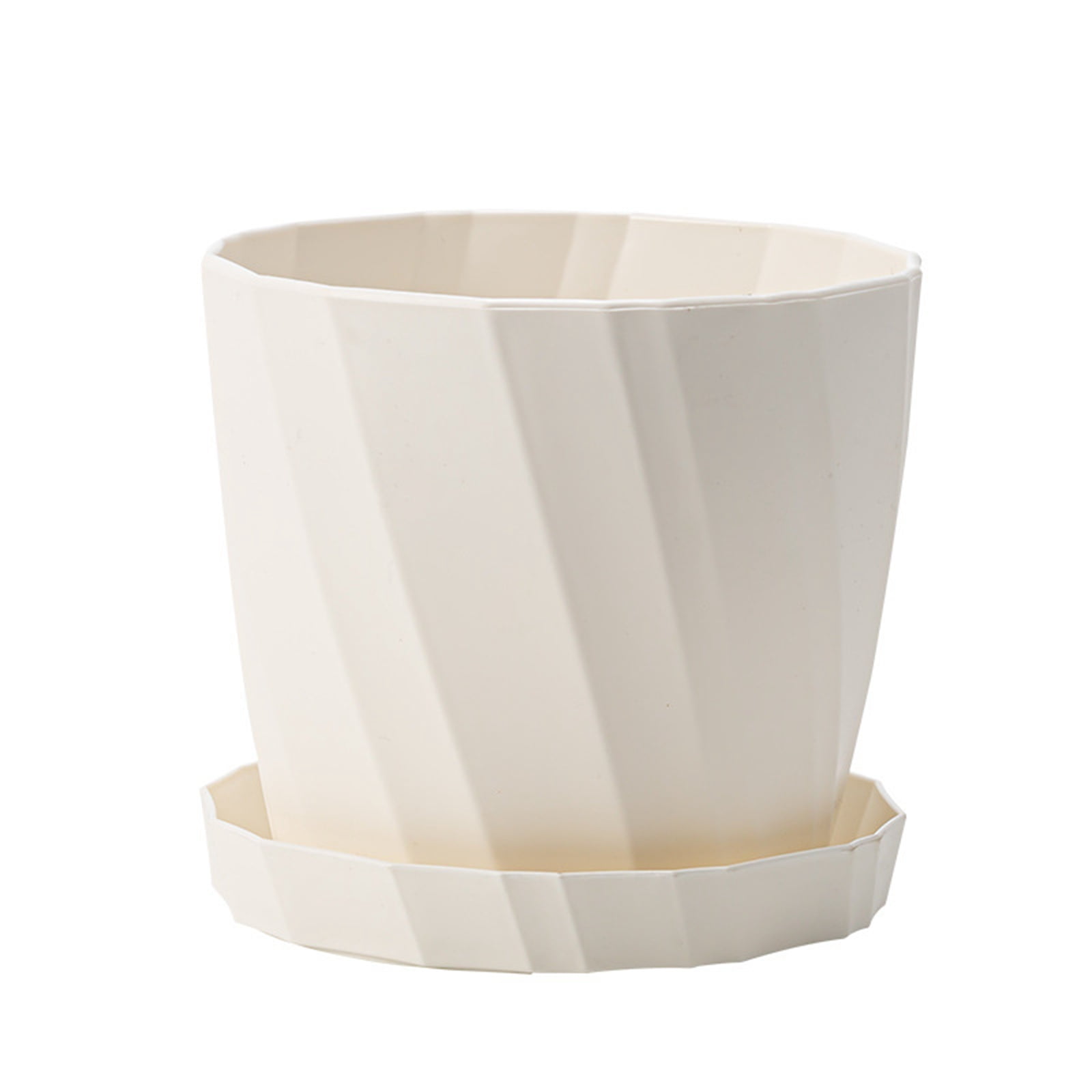 Orchip 6.6'' × 6'' Round White Plant Pot with Drainage Holes and Tray ...