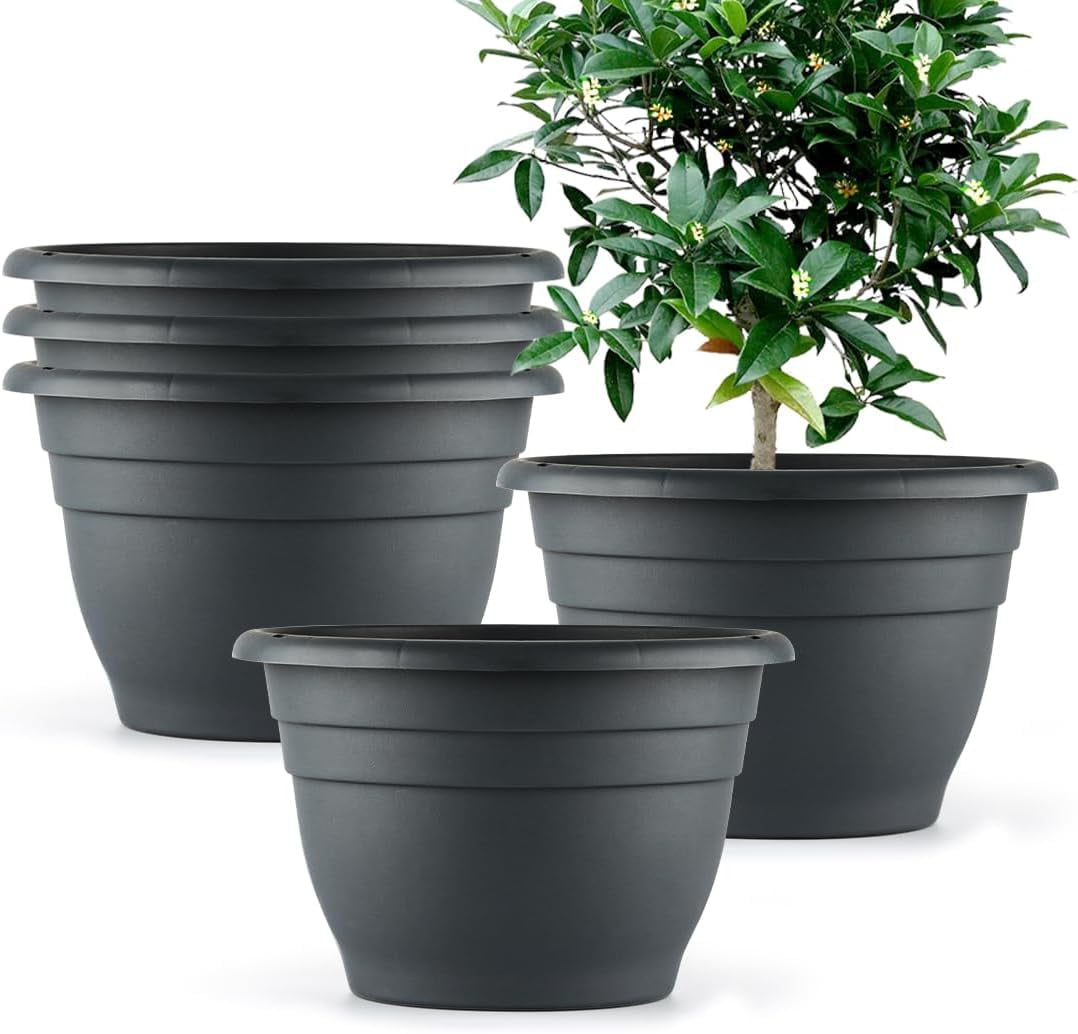 Plant Pots Set of 5, 10" Outside Diameter Flower Pots, 8.5" Inner ...