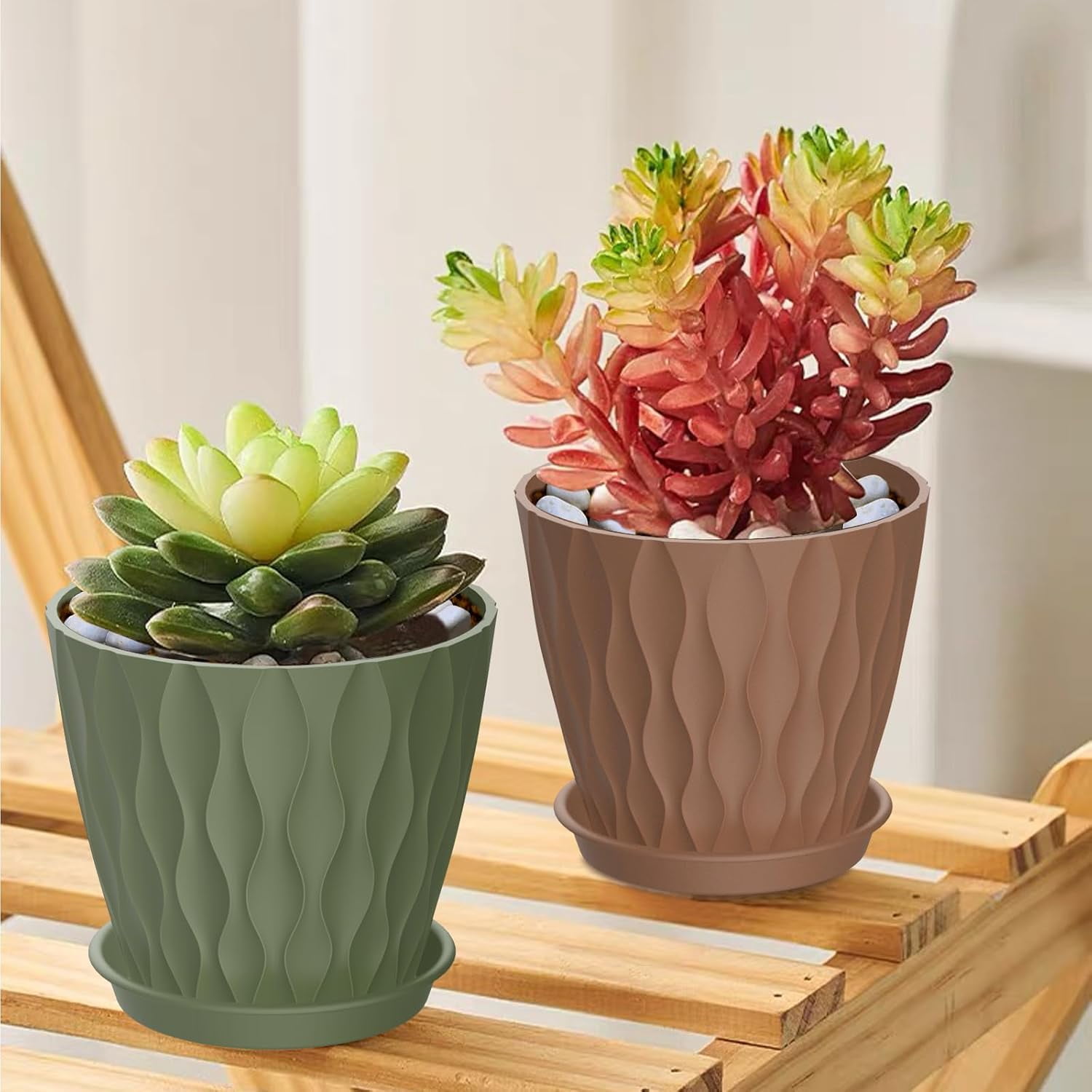 Plant Pots, Thick Sturdy Plastic Plant Pots, Planters with Drainage ...