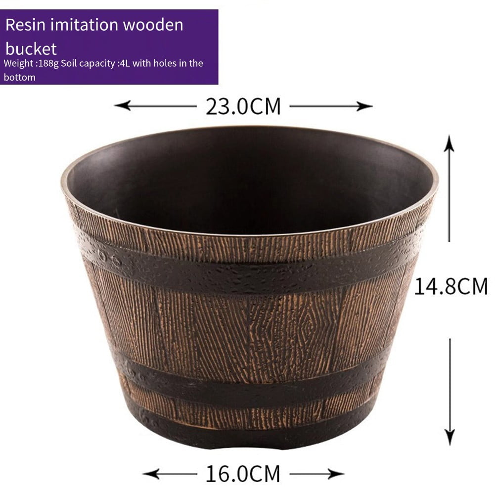 Plant Pots Wooden Buckets Of Flowers Garden Whiskey Bucket Succulent ...