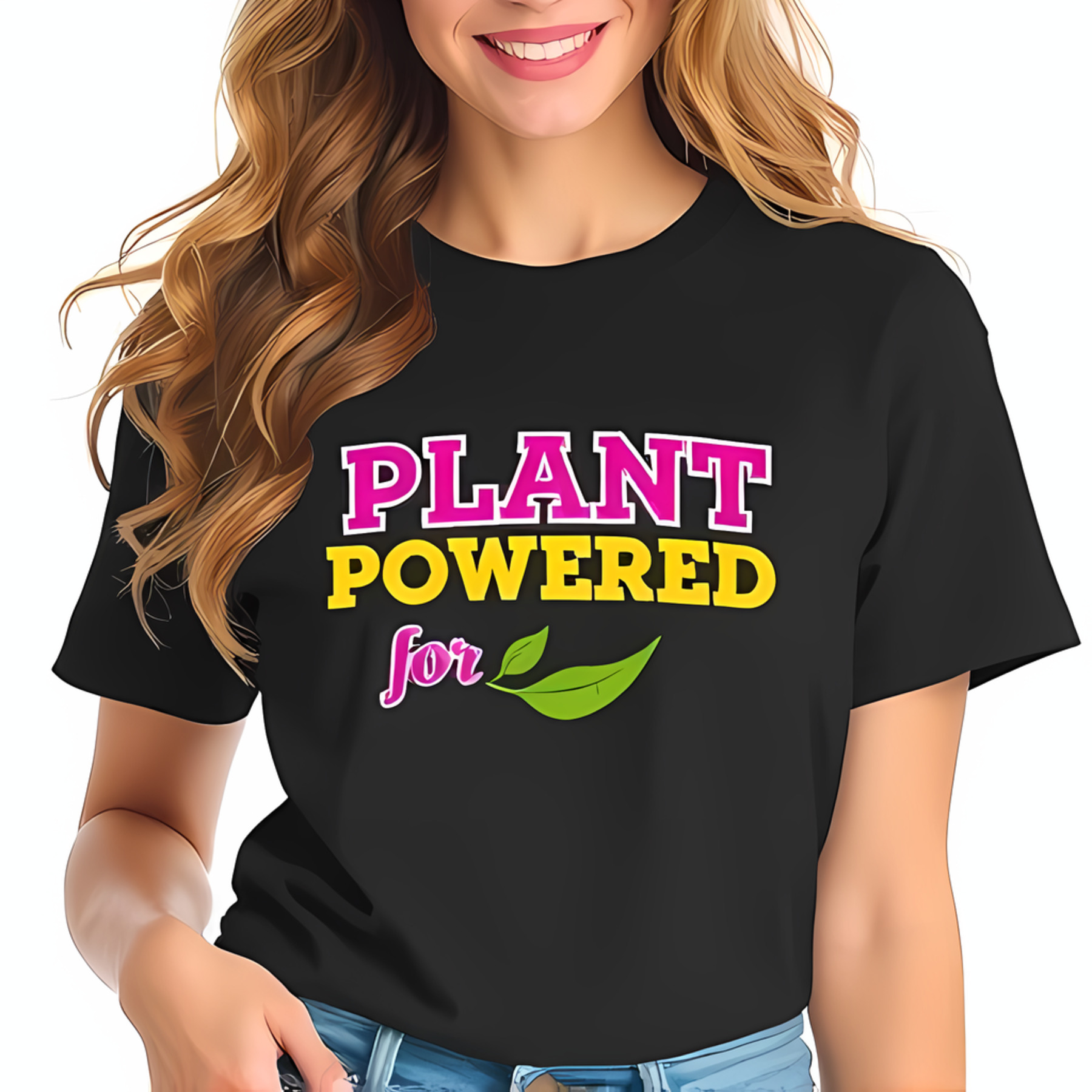 Plant Powered Cotton Short Sleeve T-Shirt - Bold Design with Green ...