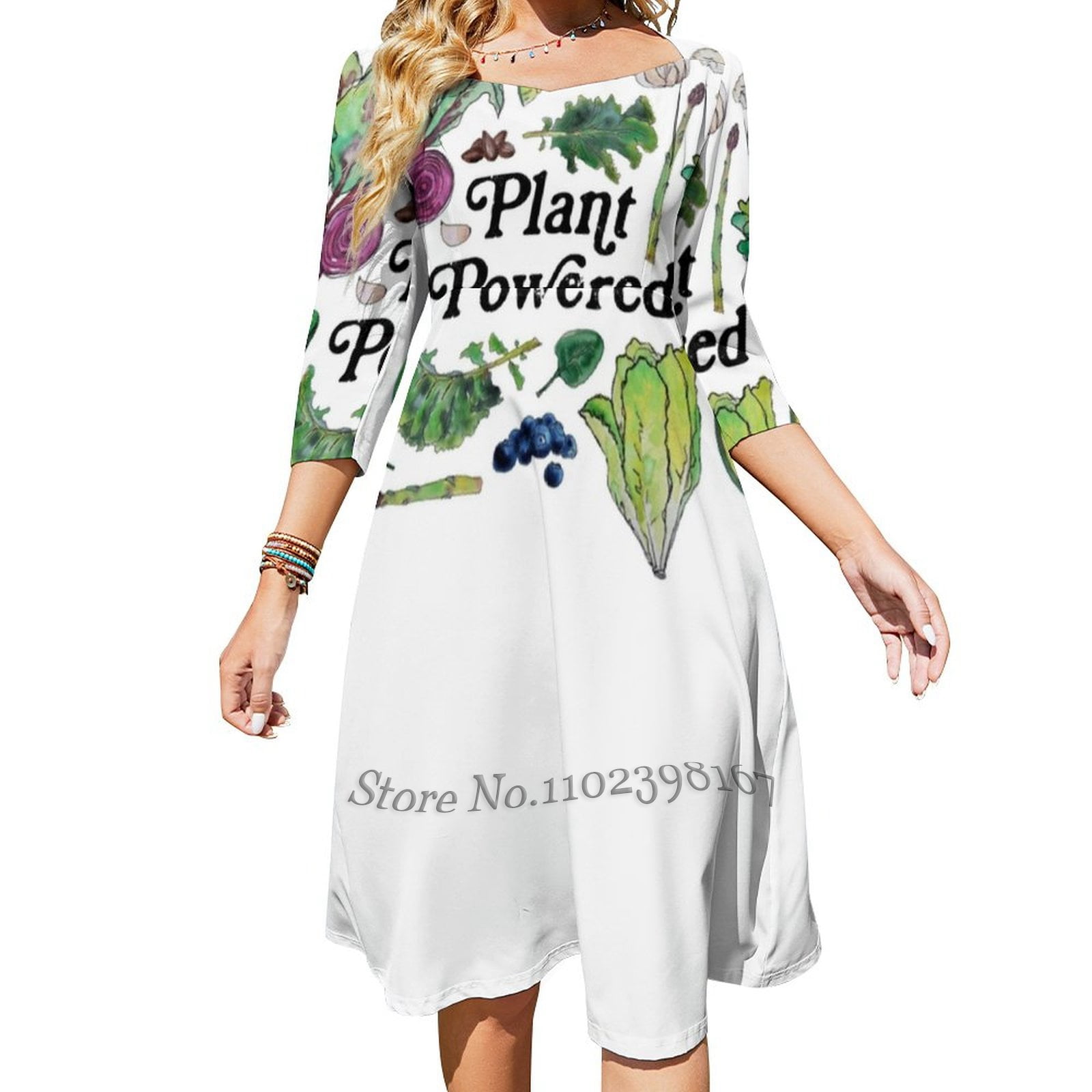 Plant Powered Evening Party Dresses Midi Sexy Dress Female Sweet One Piece Dress Korean Plant ...