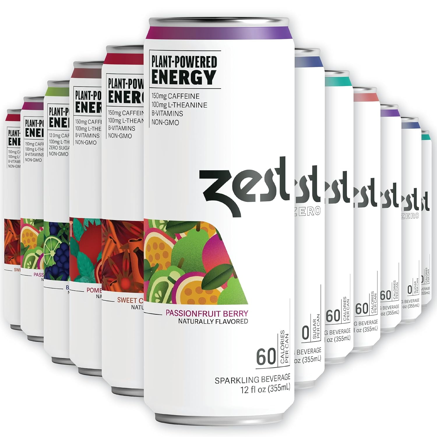 Plant Powered Natural Energy Sparkling Drink - Variety-Pack - 150mg ...