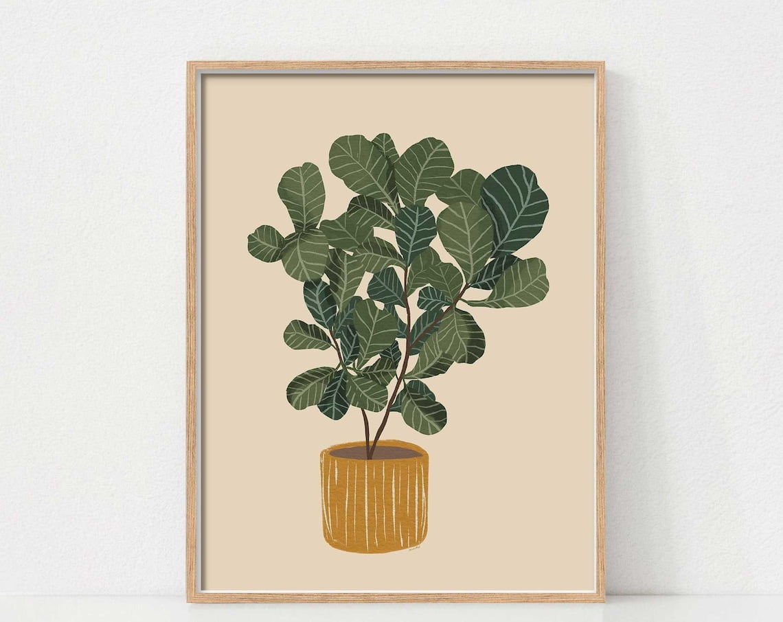 Plant Print, Ficus Plant Art, Botanical Print, Boho Plants Print, Plant ...