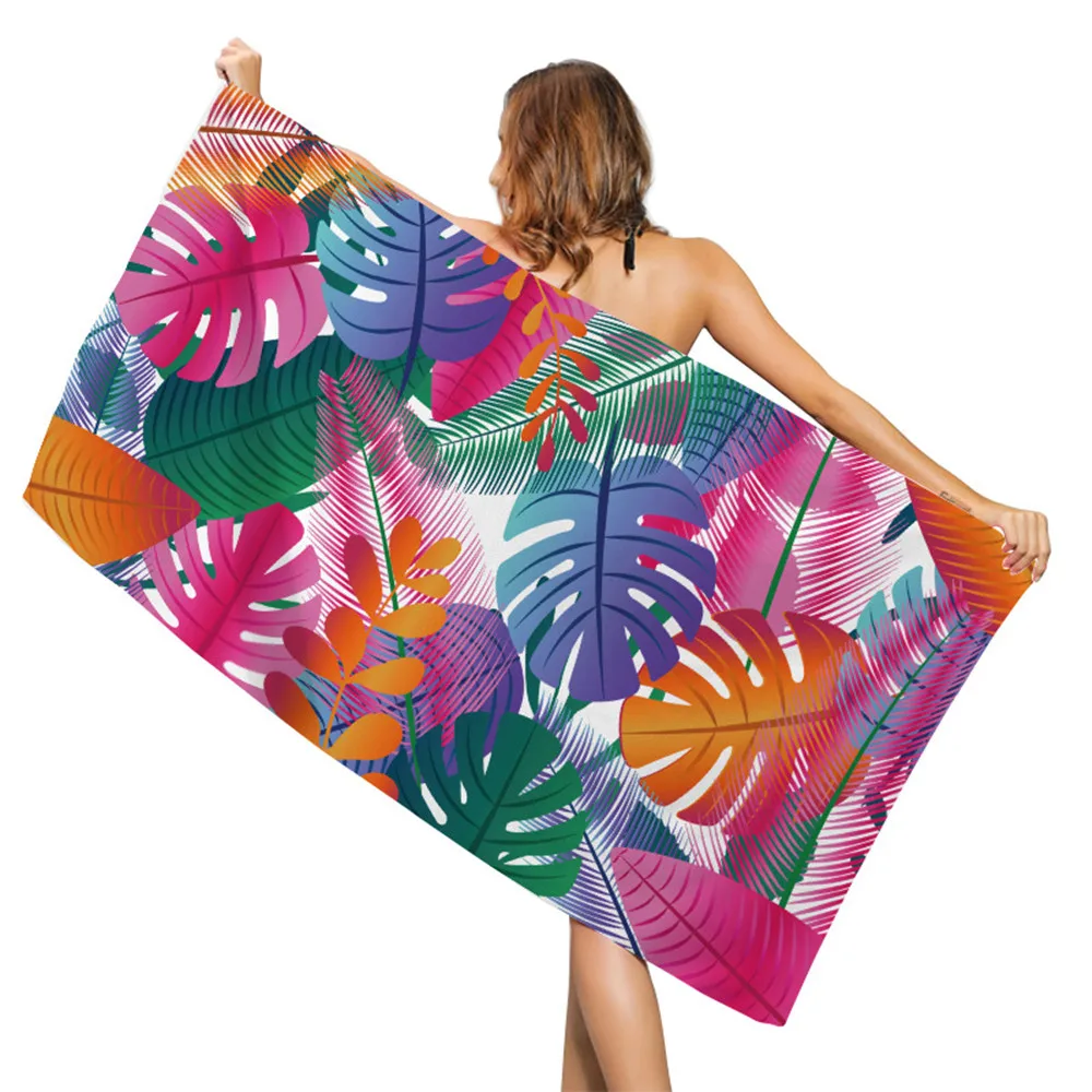 Plant Printed Beach Towel Portable Towels Home r Sea Surf Poncho Travel ...