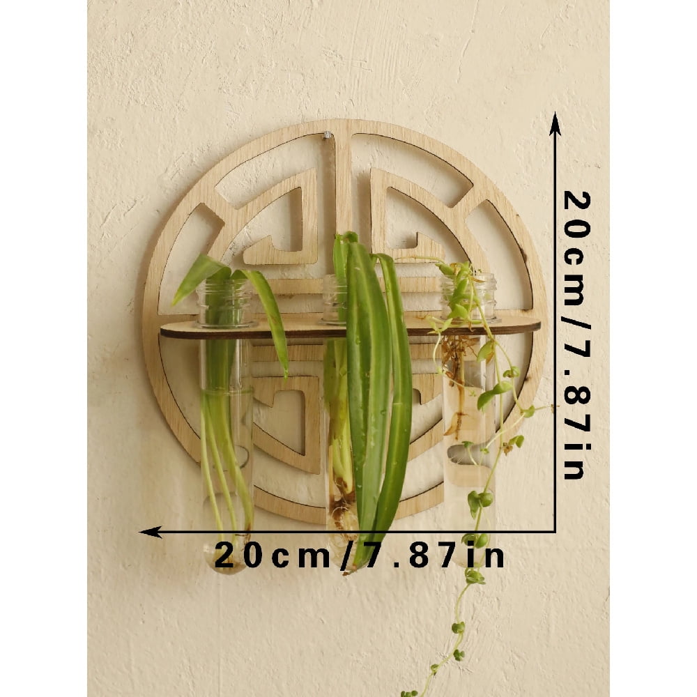 Plant Propagation Flowerpot With 3 Tubes，Wall Mounted Wooden ...