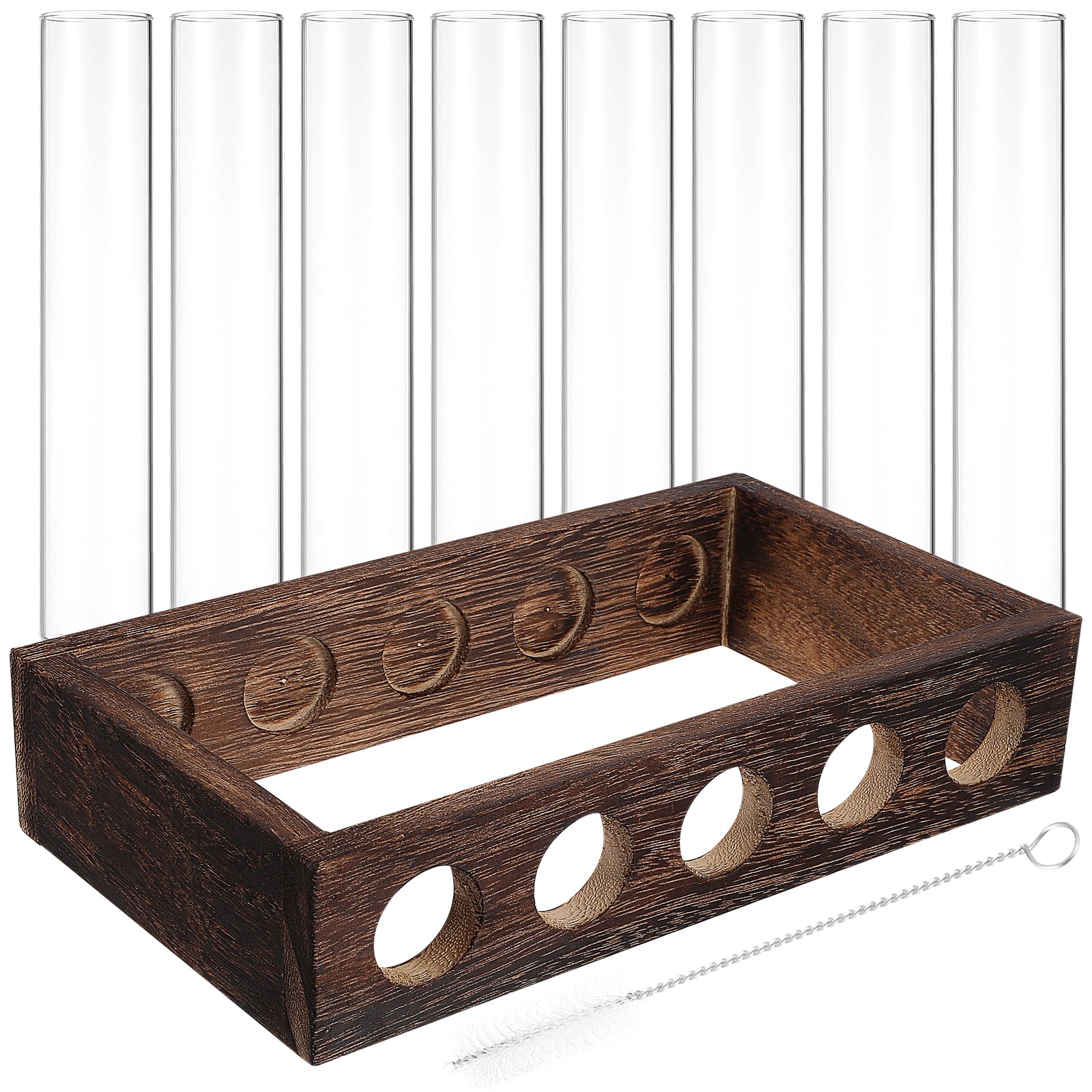 Plant Propagation Tube Wood Rack and Glass Container Terrarium Wooden ...