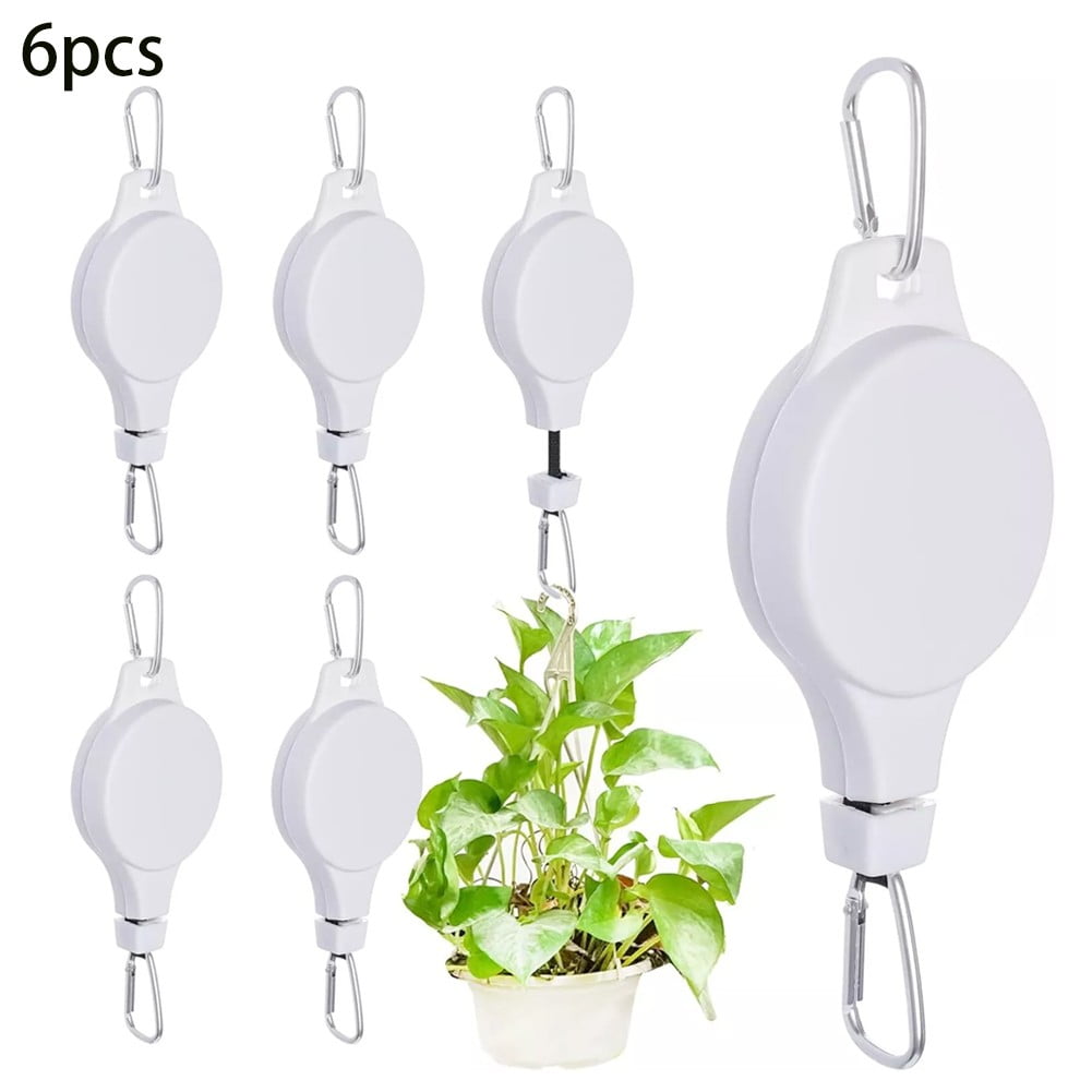 Plant Pulley Retractable Hanger Set - 6 Pack Adjustable Height Easy ...