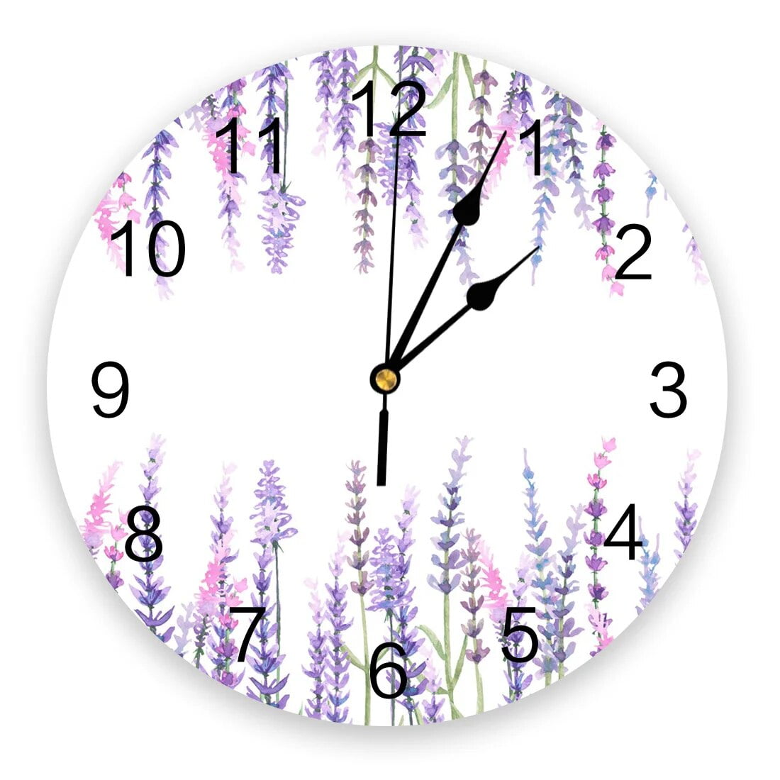 Plant Purple Lavender Watercolor Flower Wall Clock Home Decor Bedroom ...