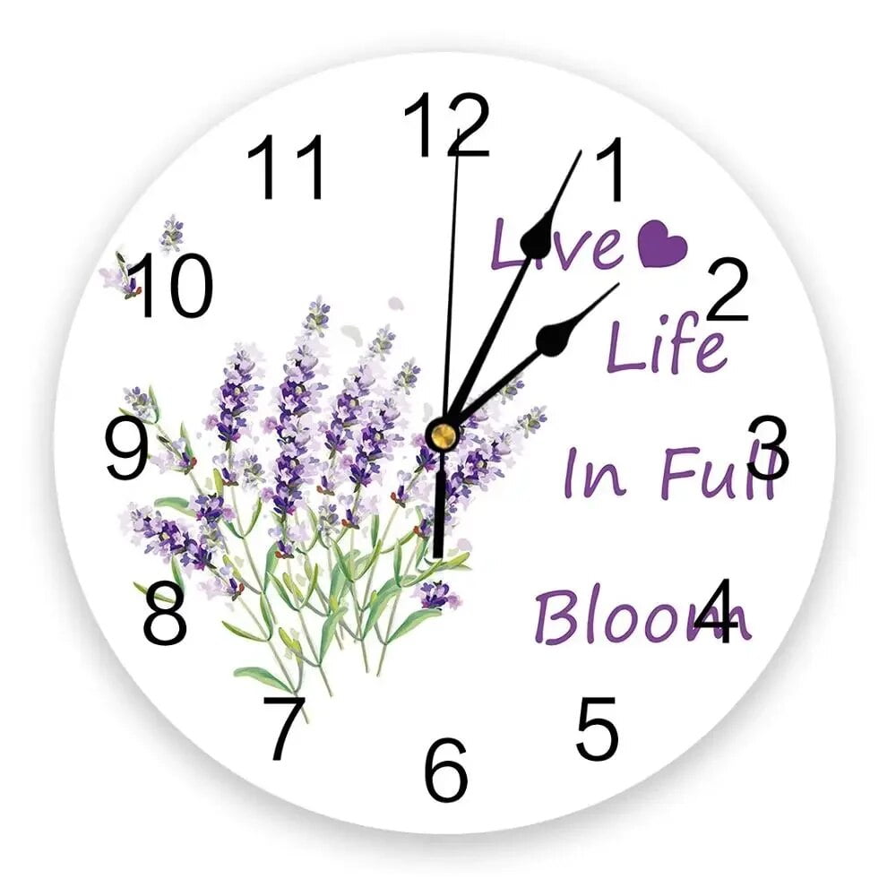 Plant Purple Lavender Watercolor Painting Wall Clock Modern Design ...