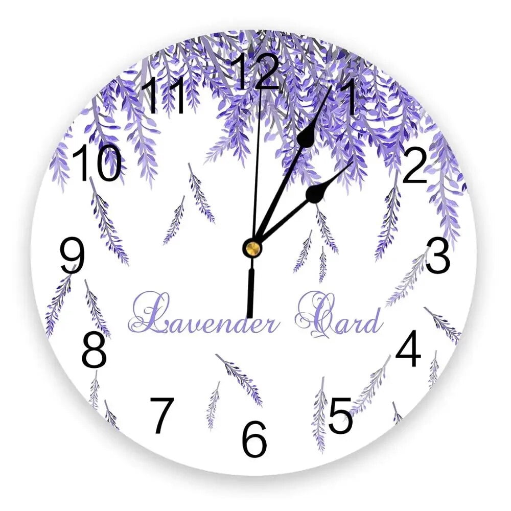 Plant Purple Lavender Watercolor Painting Wall Clock Modern Design ...
