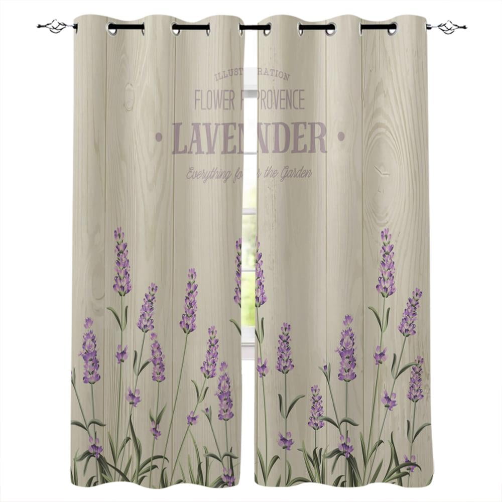 Plant Purple Lavender Watercolor Painting Window Curtains Bedroom ...