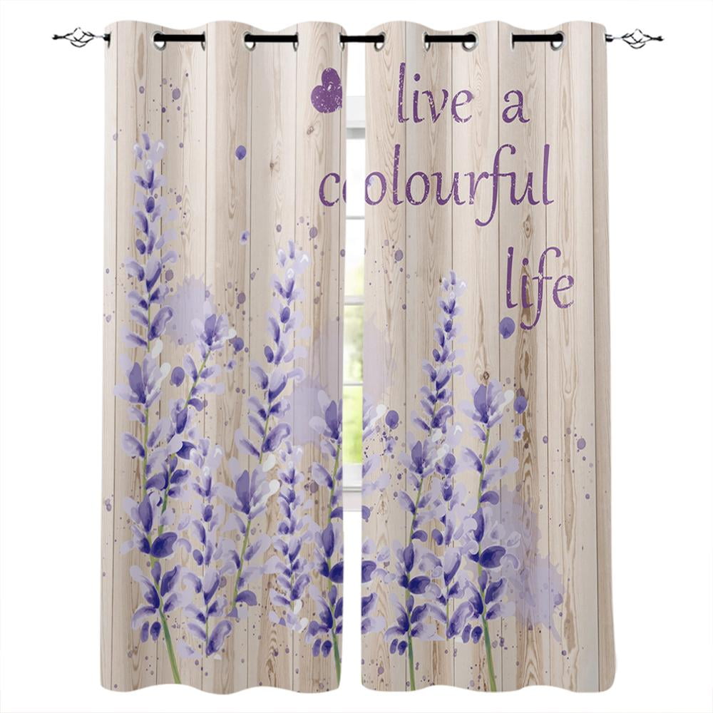 Plant Purple Lavender Watercolor Painting Window Curtains Bedroom ...