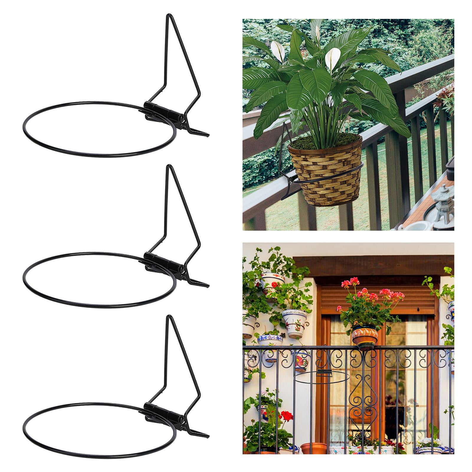 Plant Racks Round Potted Stand Hanging Railing Planter Baskets Flower ...