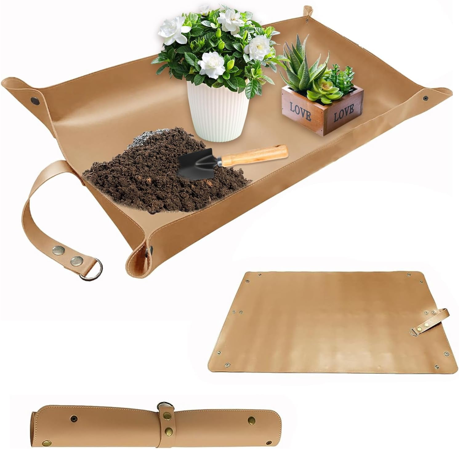 Plant Repotting Mat, Plants Waterproof Leather Plant Potting Mat ...