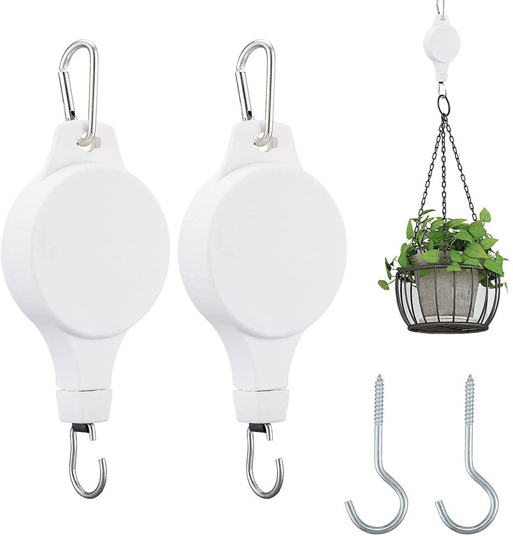Plant Roll Hanger Hook, Retractable Plant Hanger with 2 Metal Ceiling ...