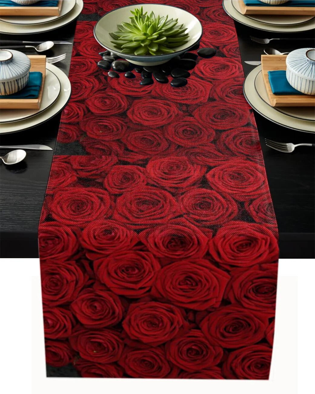Plant Rose Bouquet Table Runner Home Wedding Table Flag Mat ...
