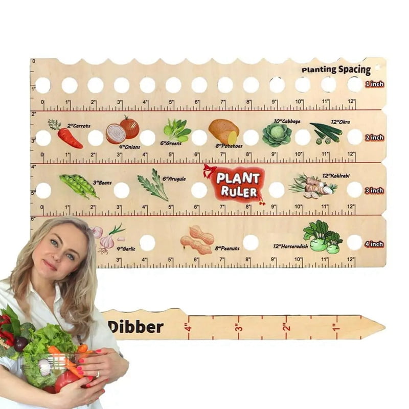 Plant Ruler with Seed Dibber Planting Guide, Garden Ruler with Holes ...