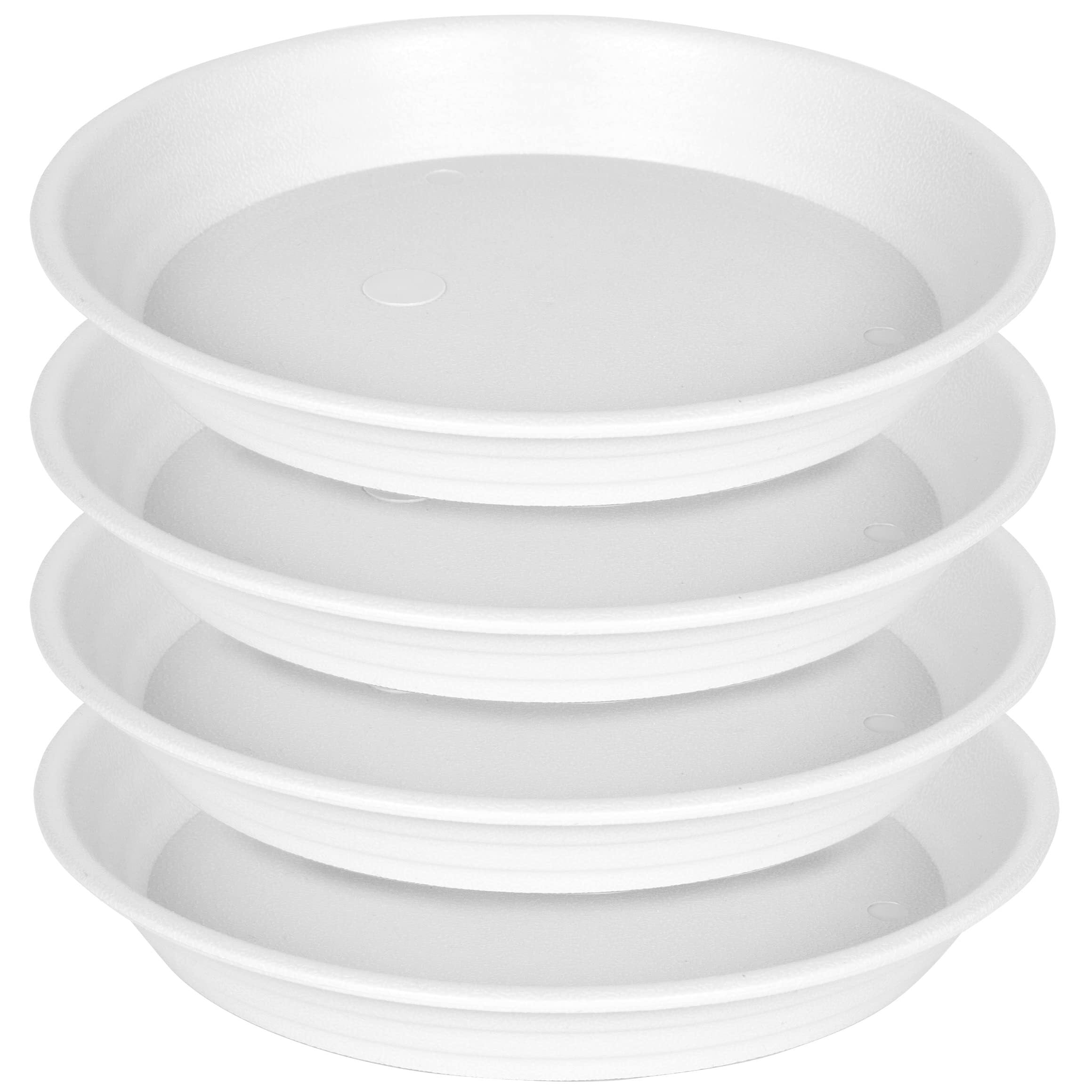 Plant Saucer Pot Tray 14 inch, 4 Packs Plastic Flower Planter Saucers ...