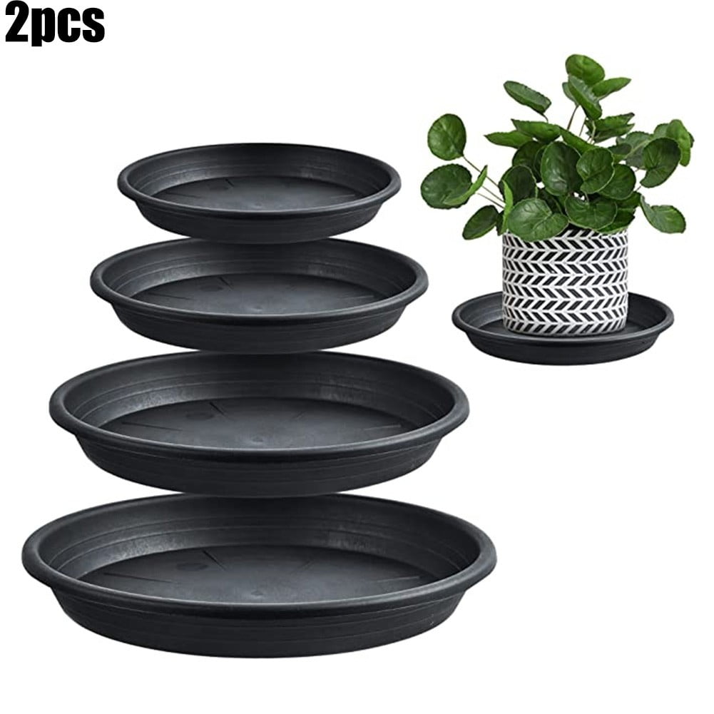 Plant Saucer Trays 2-Pack Round Plastic Drip Pots for Succulents Indoor ...