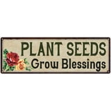 Plant Seeds Grow Blessings Garden Patio Wall Decor 6x18 Metal Sign ...