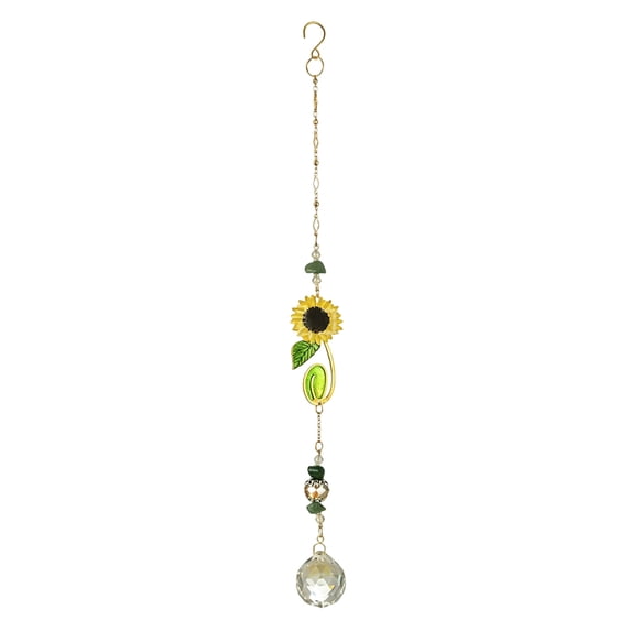 Plant Shape Crystal Suncatcher, Gold Alloy Framed Four-Leaf Clover ...