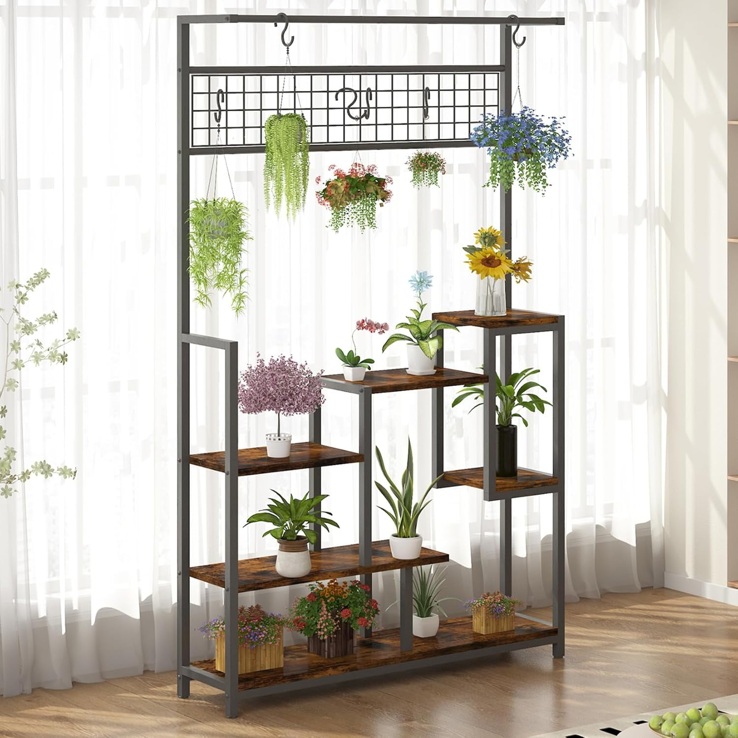 Plant Shelf with Grow Light, Tall Plant Stand Indoor, 7 Tiered Large ...